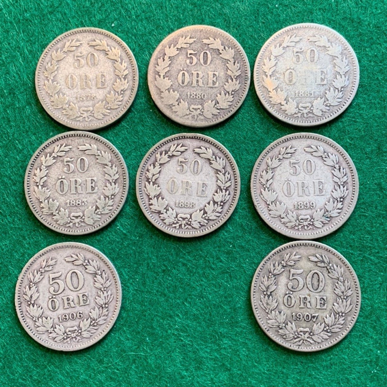 Se produkter som liknar 50 öre 1878 - 1907, samtliga .. på Tradera (630381108)