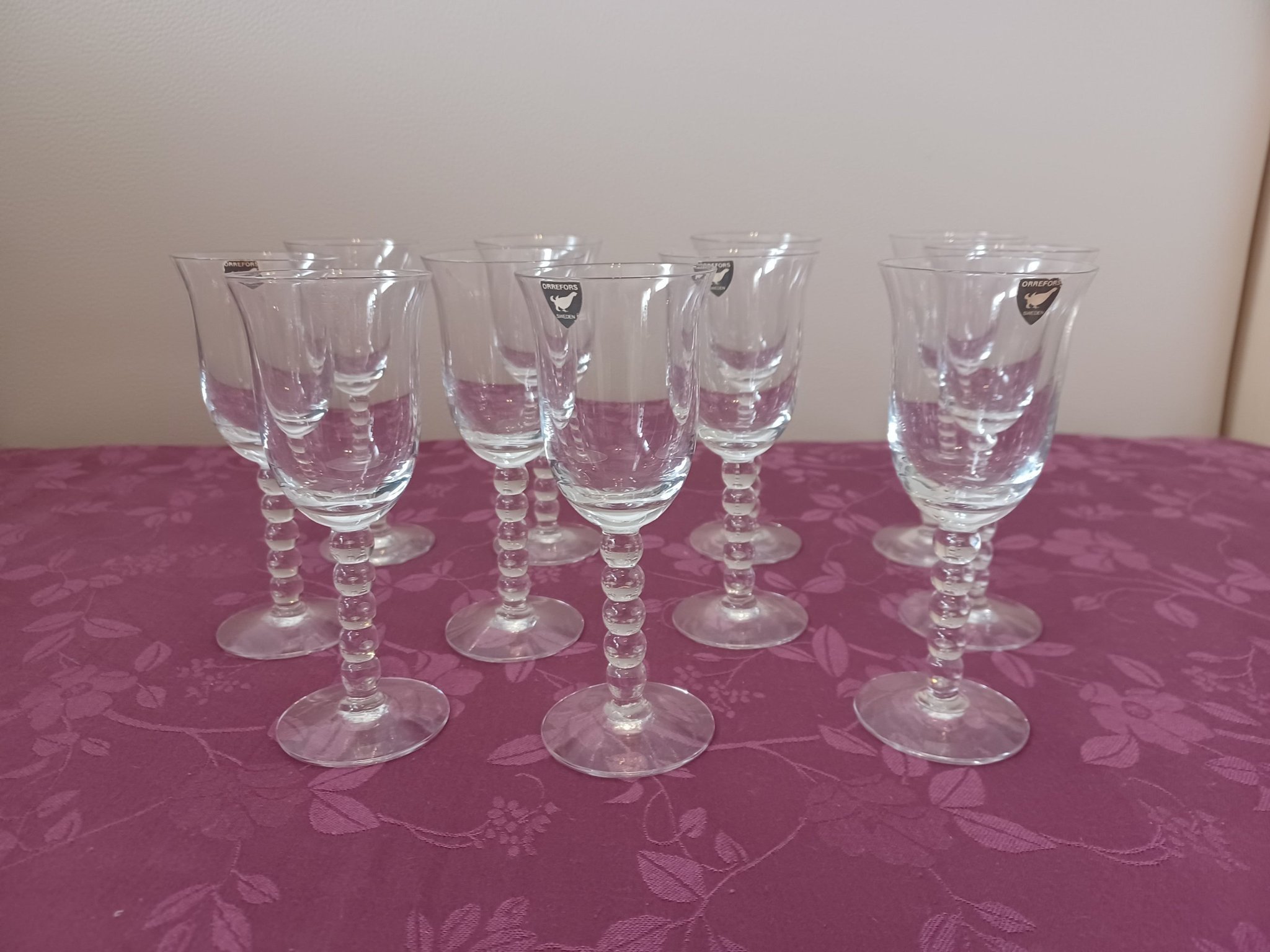 ORREFORS Simon Gate gamla kristall likörglas 11 st.