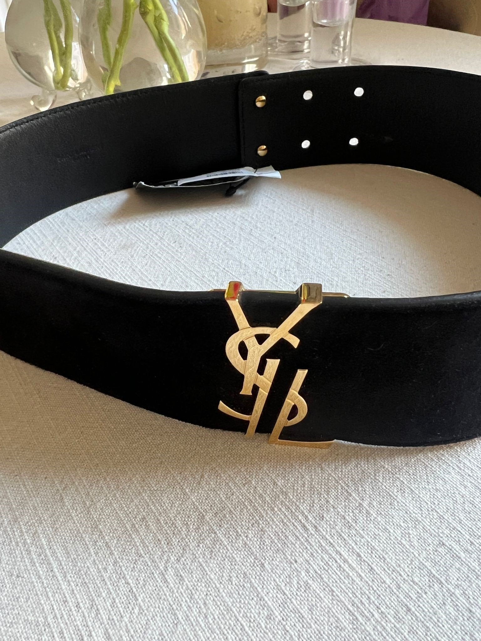 YSL bälte. Saint Laurent skärp. Svart mocka sto.. | Köp på Tradera (592845705)