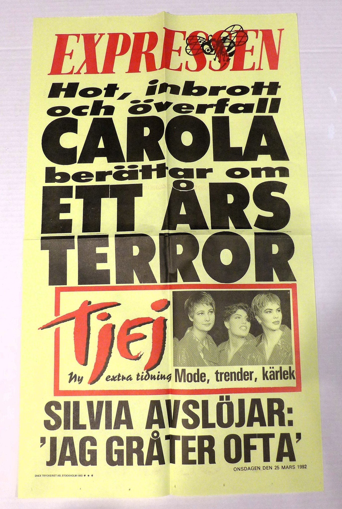 Se Produkter Som Liknar Löpsedel Expressen 25 3 1992 På Tradera