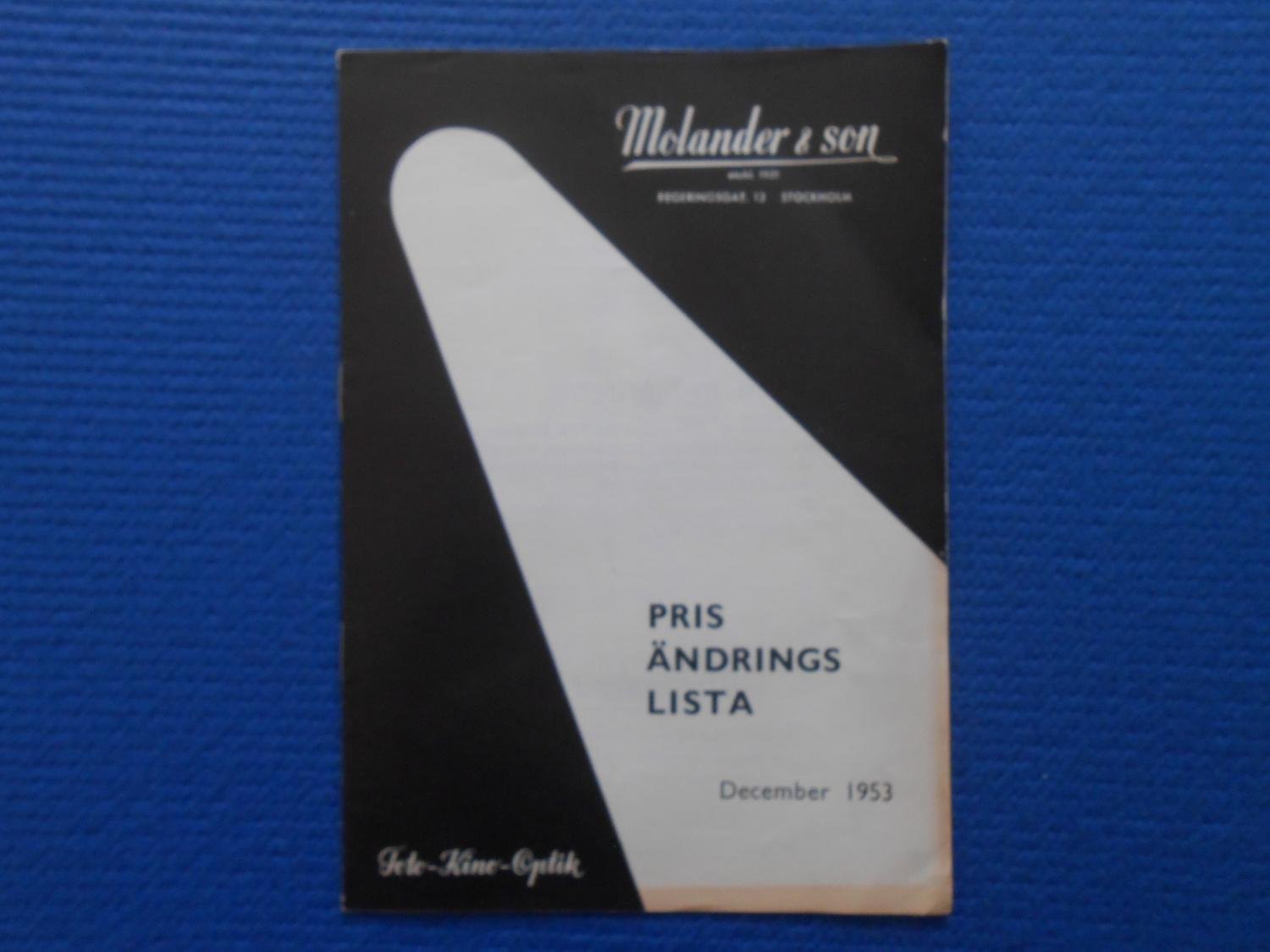 Prisändringslista Molander och Son 1953 | Köp på Tradera (397328273)