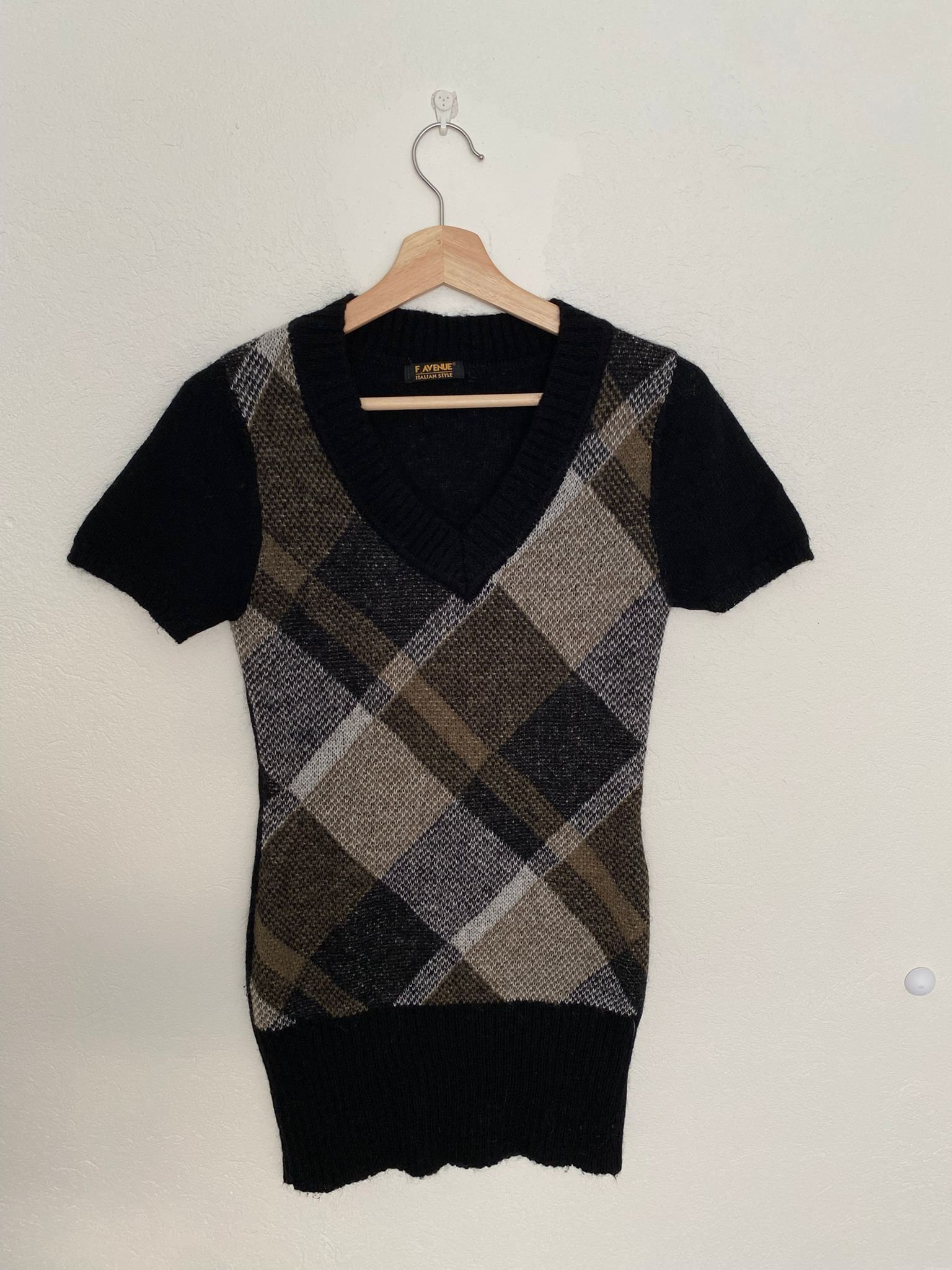 Vintage F Avenue 45% mohair svart, brun, grå ru.. | Köp på Tradera (699960948)