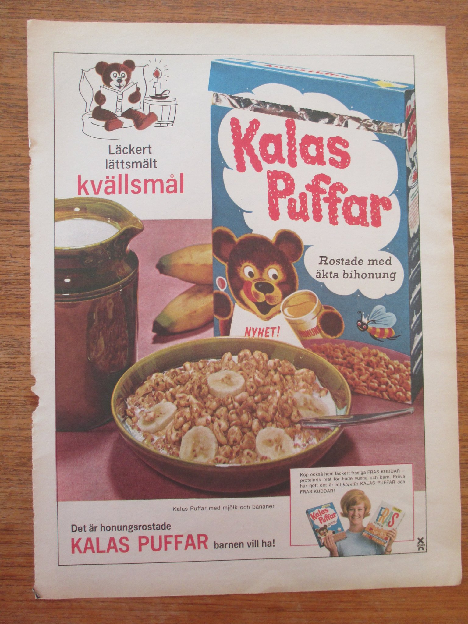 KALASPUFFAR Äkta reklamannons från 60-talet! (Ca 25x35 cm) KALAS PUFFAR