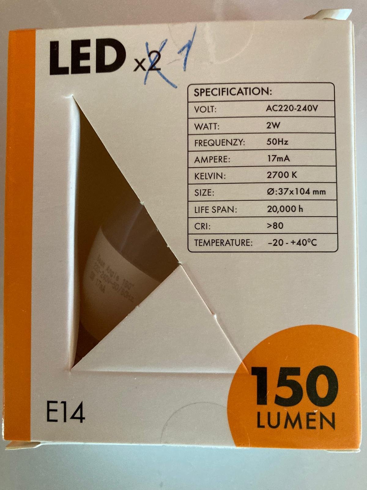 En (1) E14 LED 2W 150 lm lumen avlång lampa | Köp på Tradera (682524477)