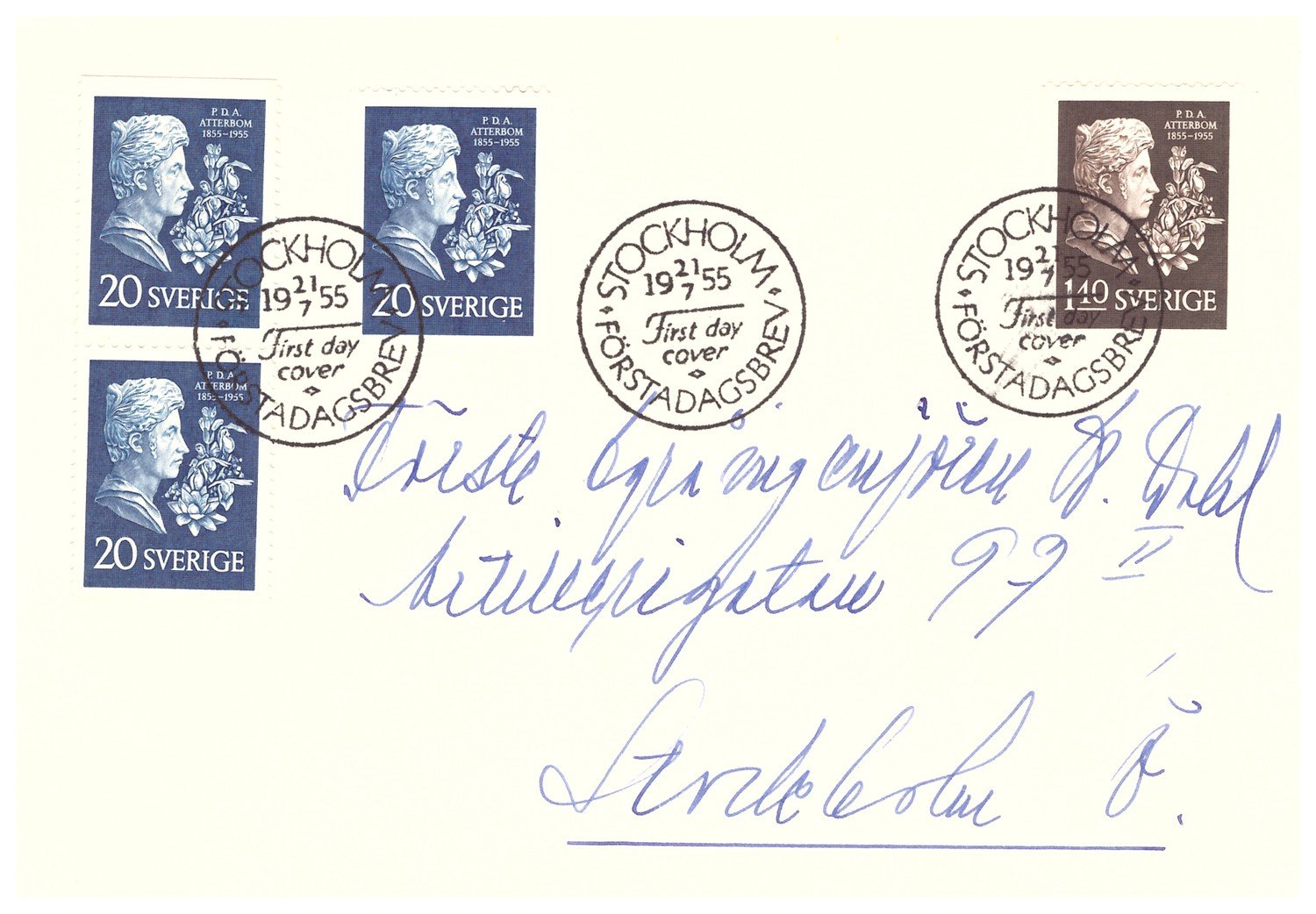 Sverige: FDC 1955. P.D.A. Atterbom. Bra skick | Köp på Tradera (622656393)