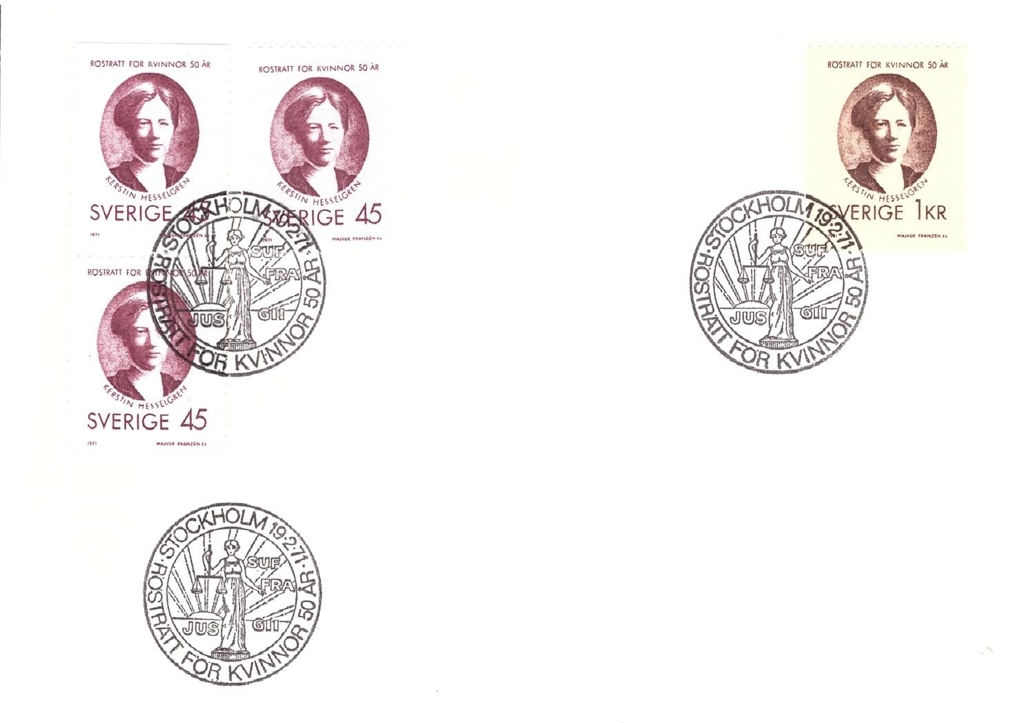 Sverige: FDC 1971. Rösträtt för kvinnor 50 år. .. | Köp på Tradera (647048513)