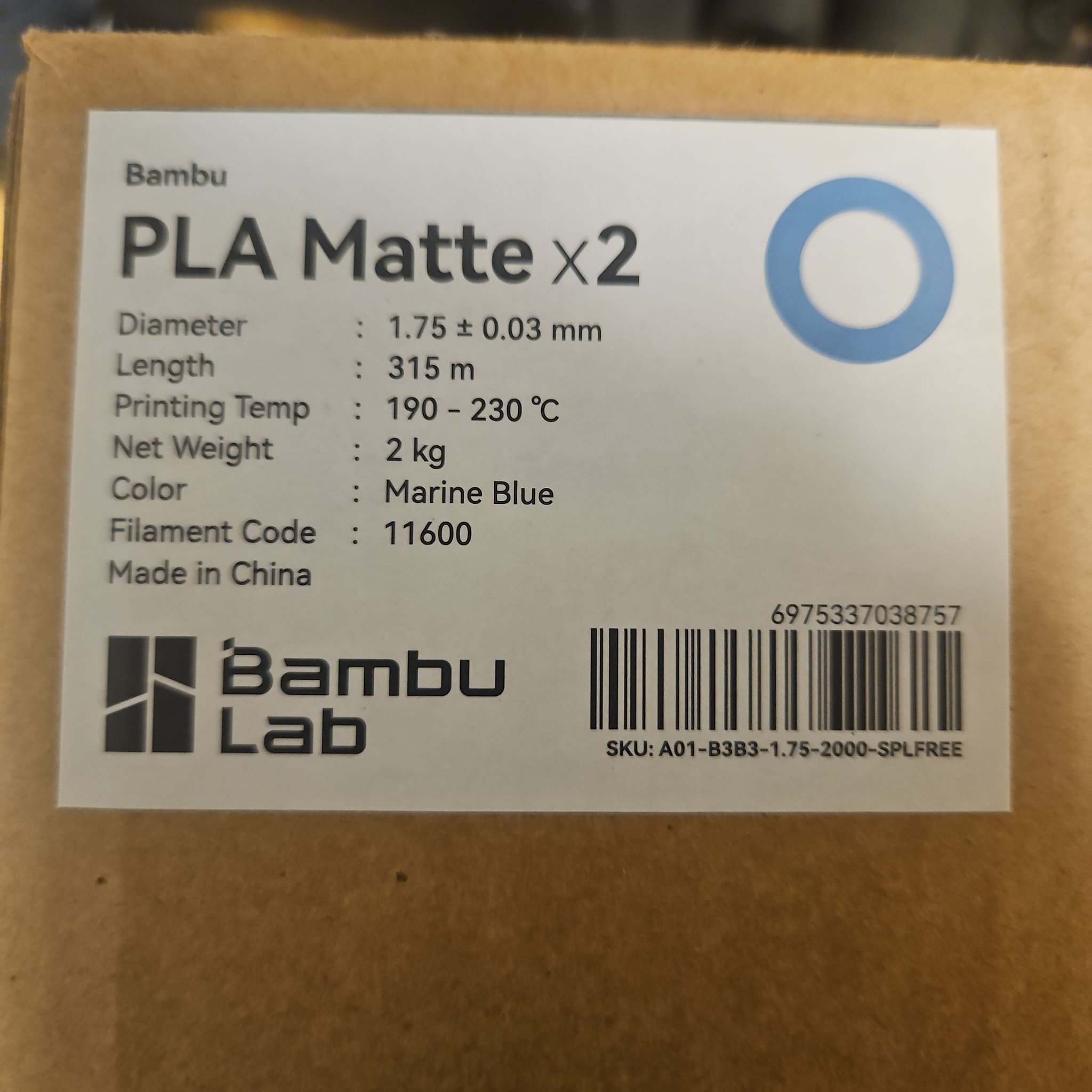 Bambu Lab PLA Matte X2 - Marine Blue 2kg | Köp på Tradera (704368410)