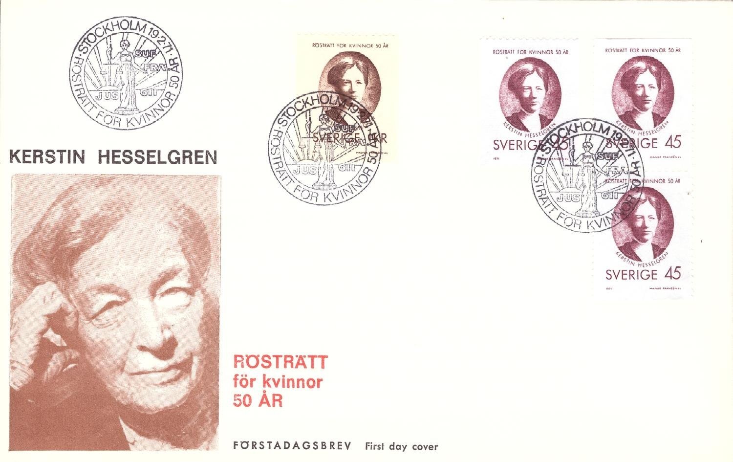 Sverige: FDC 1971. Vinjett 1. Rösträtt för kvin.. | Köp på Tradera (617454911)