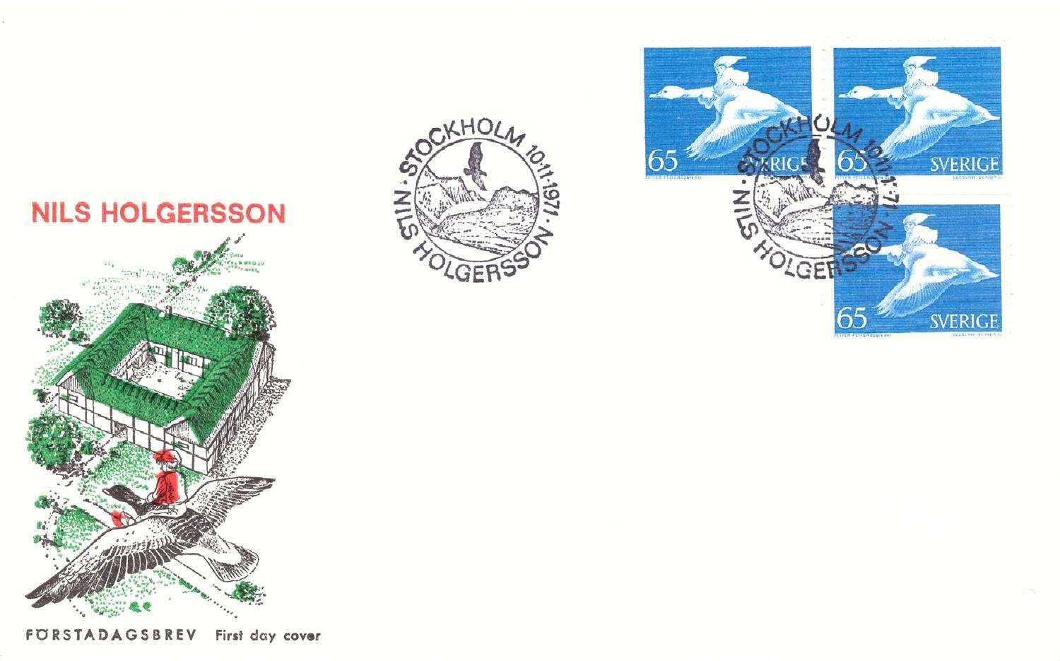 Sverige: FDC 1971. Vinjett 1. Nils Holgersson. .. | Köp på Tradera (617454917)