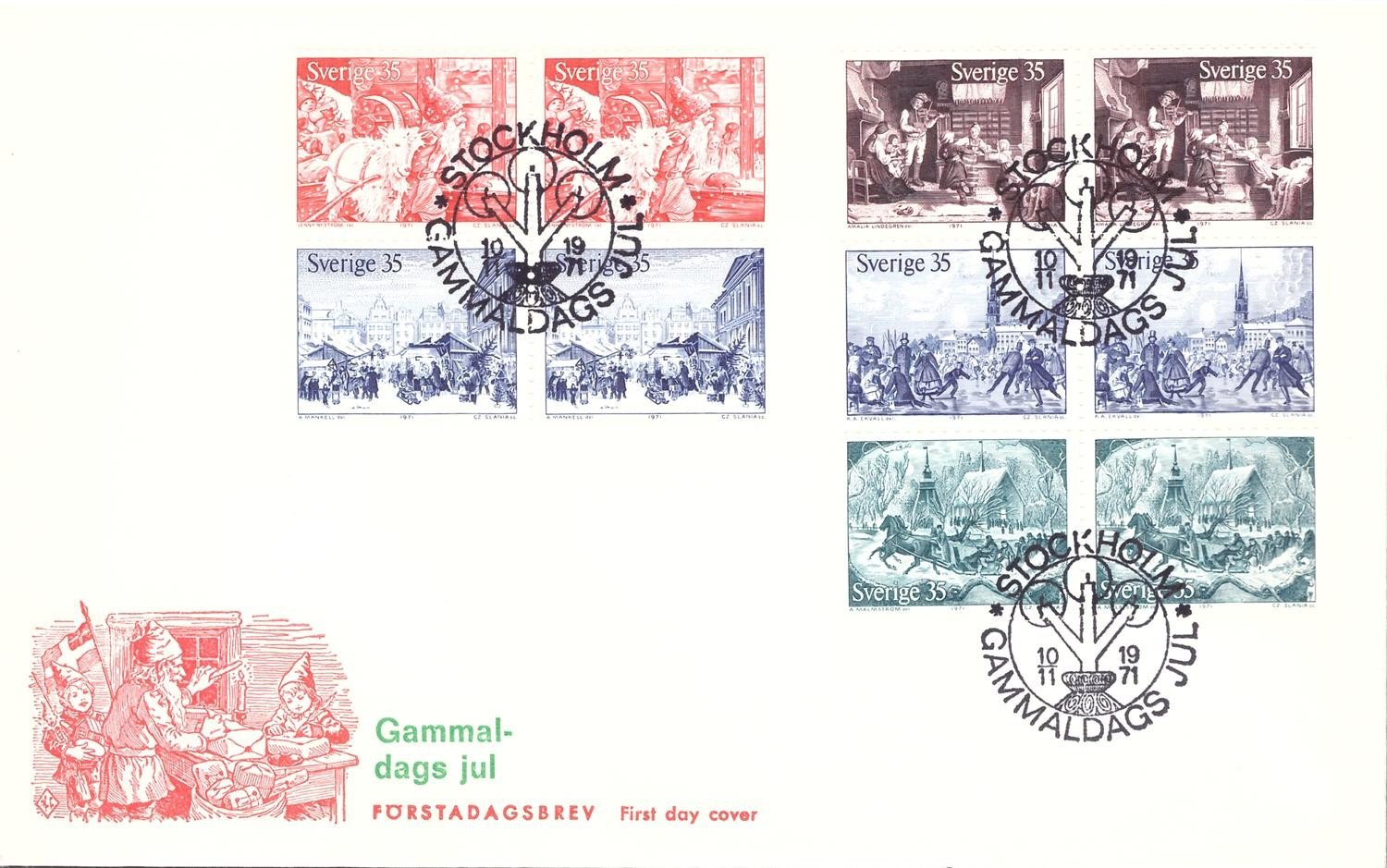 Sverige: FDC 1971. Vinjett 1. Gammaldags jul. B.. | Köp på Tradera (617454925)