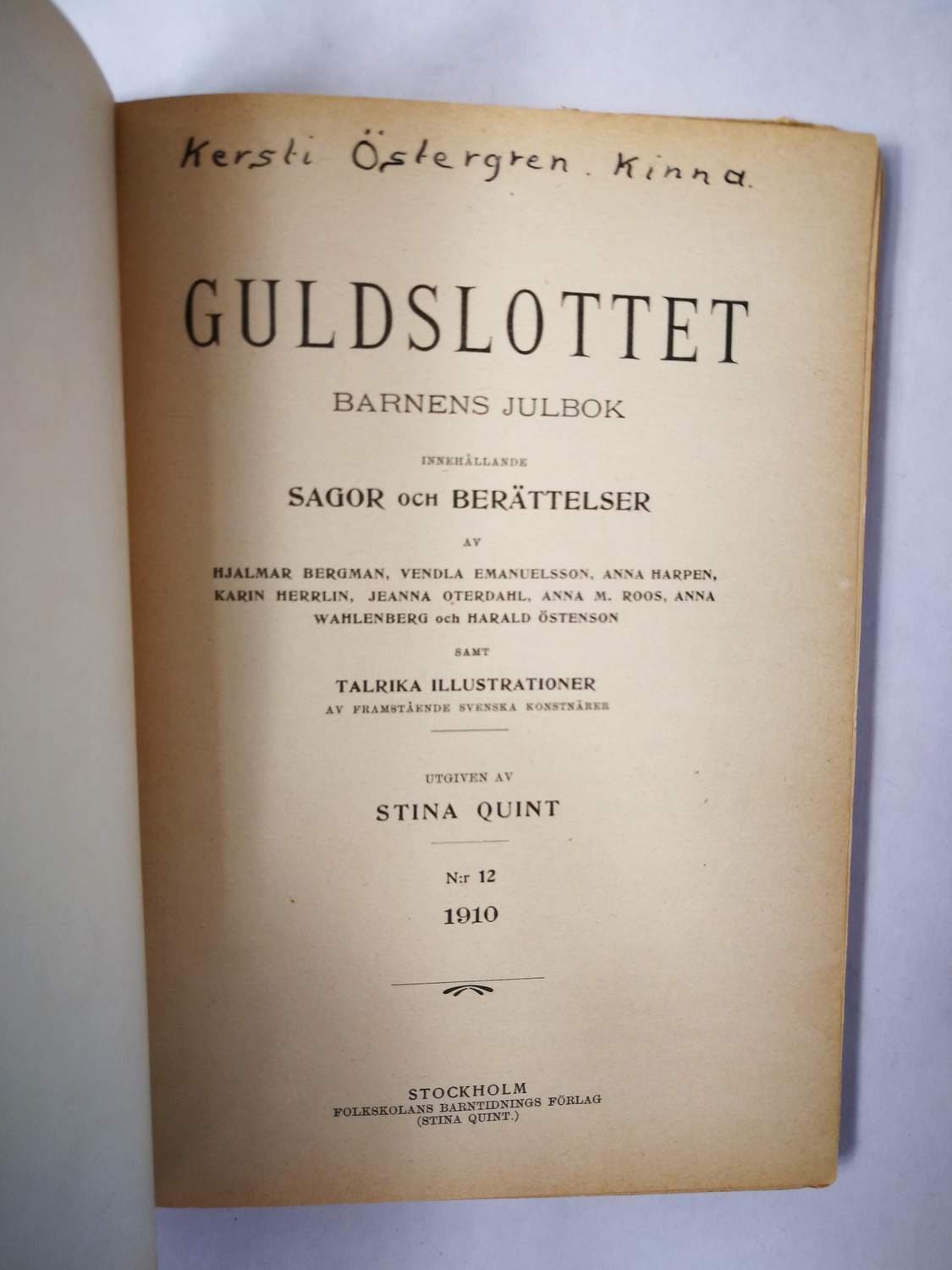 Stina Quint - Guldslottet Barnens julbok nr 12 .. | Köp på Tradera ...