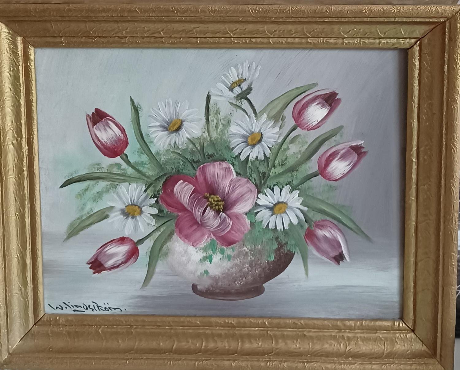 TAVLA, BLOMMOR, SIGNERAT | Köp på Tradera (574686738)