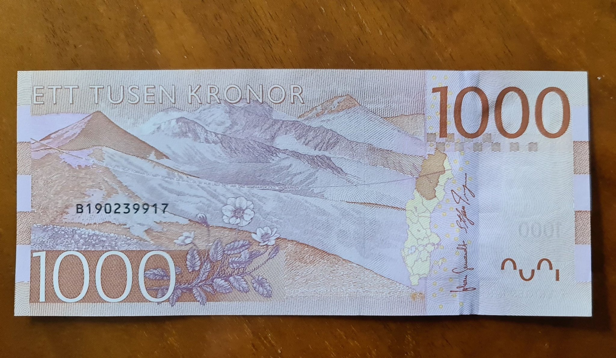 1000 kronor, svensk sedel Dag Hammarskjöld - ocirkulerad tusenlapp
