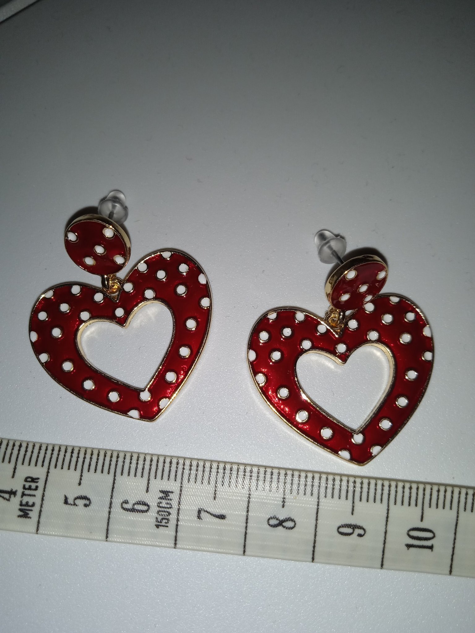 Örhängen hjärta röd vit prickig Rockabilly Ragg.. | Köp på Tradera ...