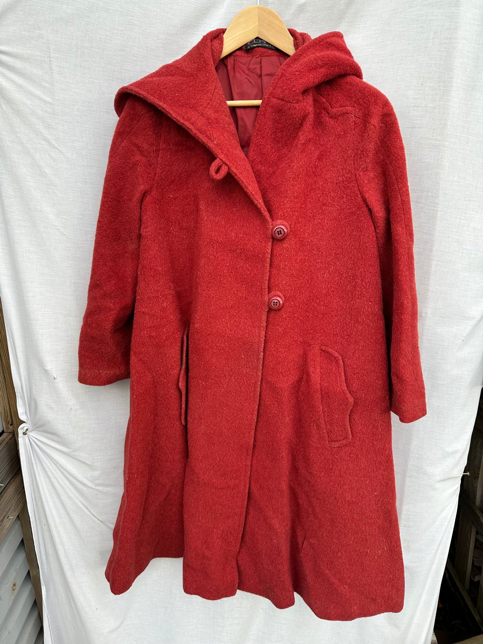 Vintage Retro Engelsk Röd Ullkappa Ull Kappa Ja.. | Köp på Tradera ...