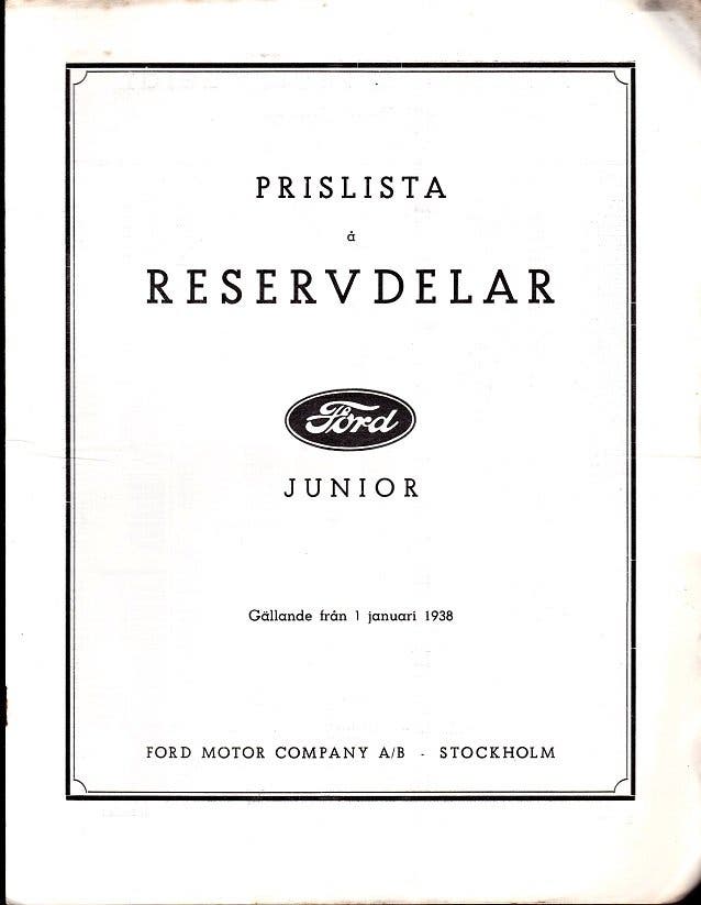 Se produkter som liknar Ford Junior 1938 prislista re.. på Tradera ...