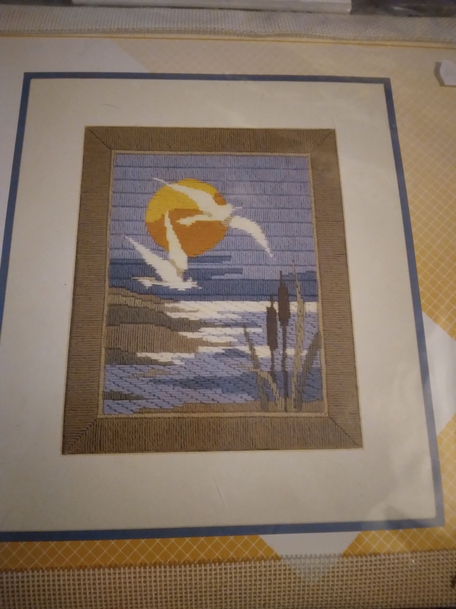 Broderi, tavla med fåglar, långstygn | Köp på Tradera (695509688)