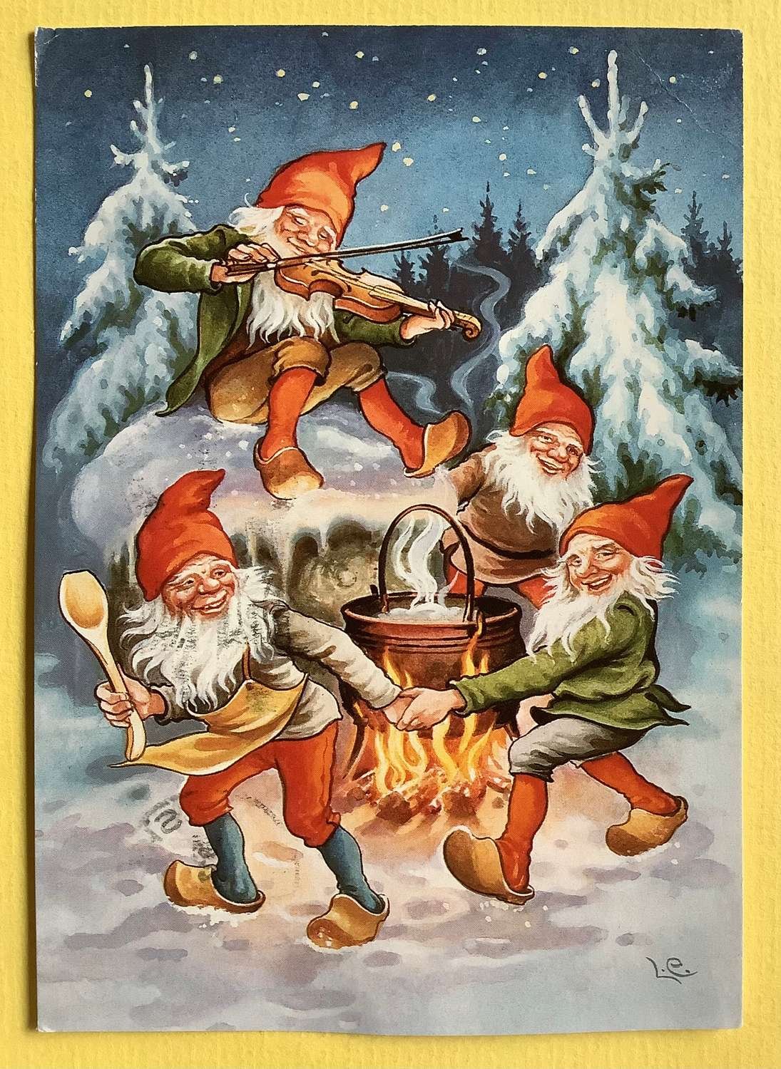 Julkort Tomtar fiol LC Lars Carlsson | Köp på Tradera (648946669)