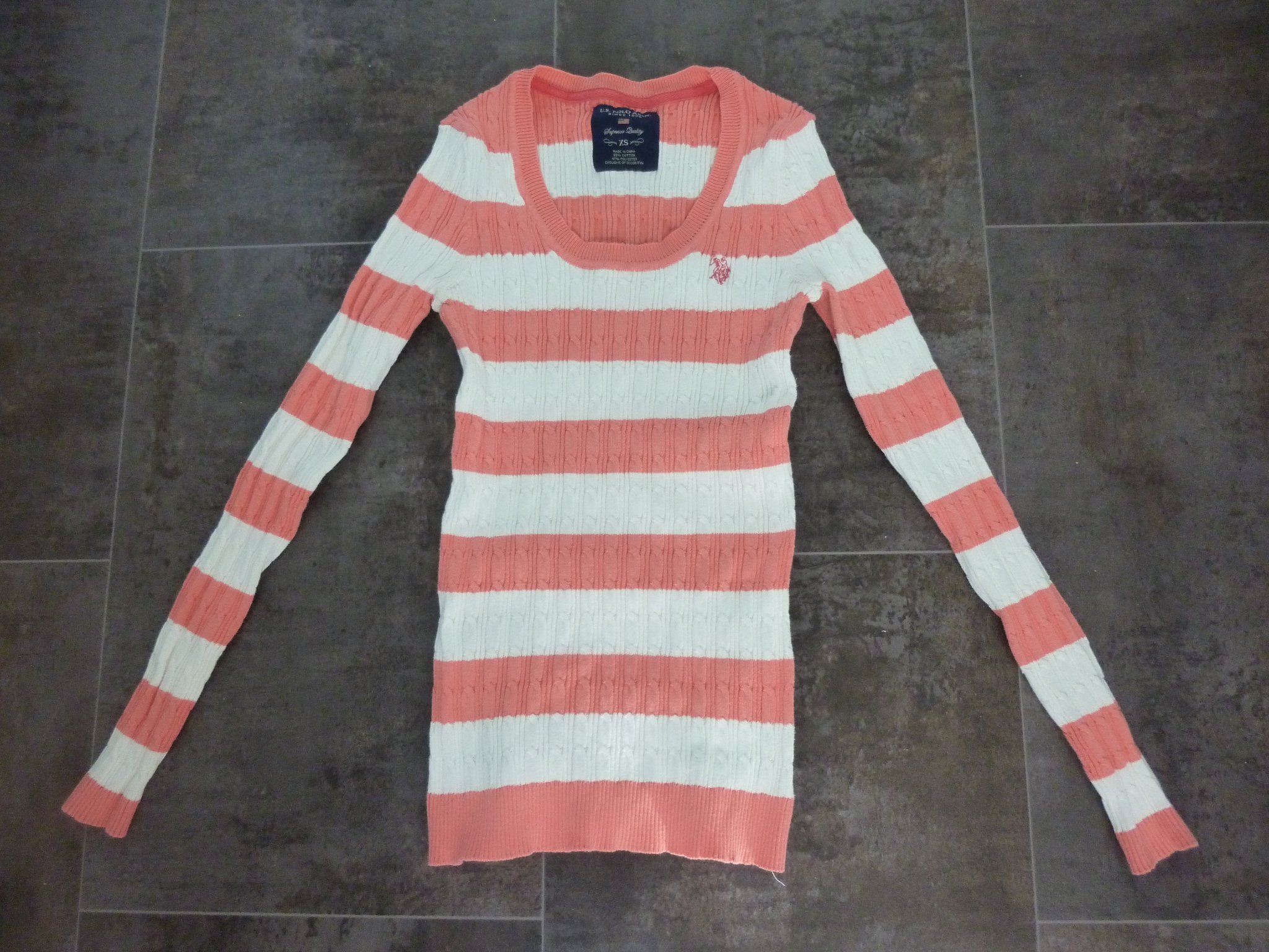 U.S. Polo Assn randig tröja Xs aprikos | Köp på Tradera (734161566)