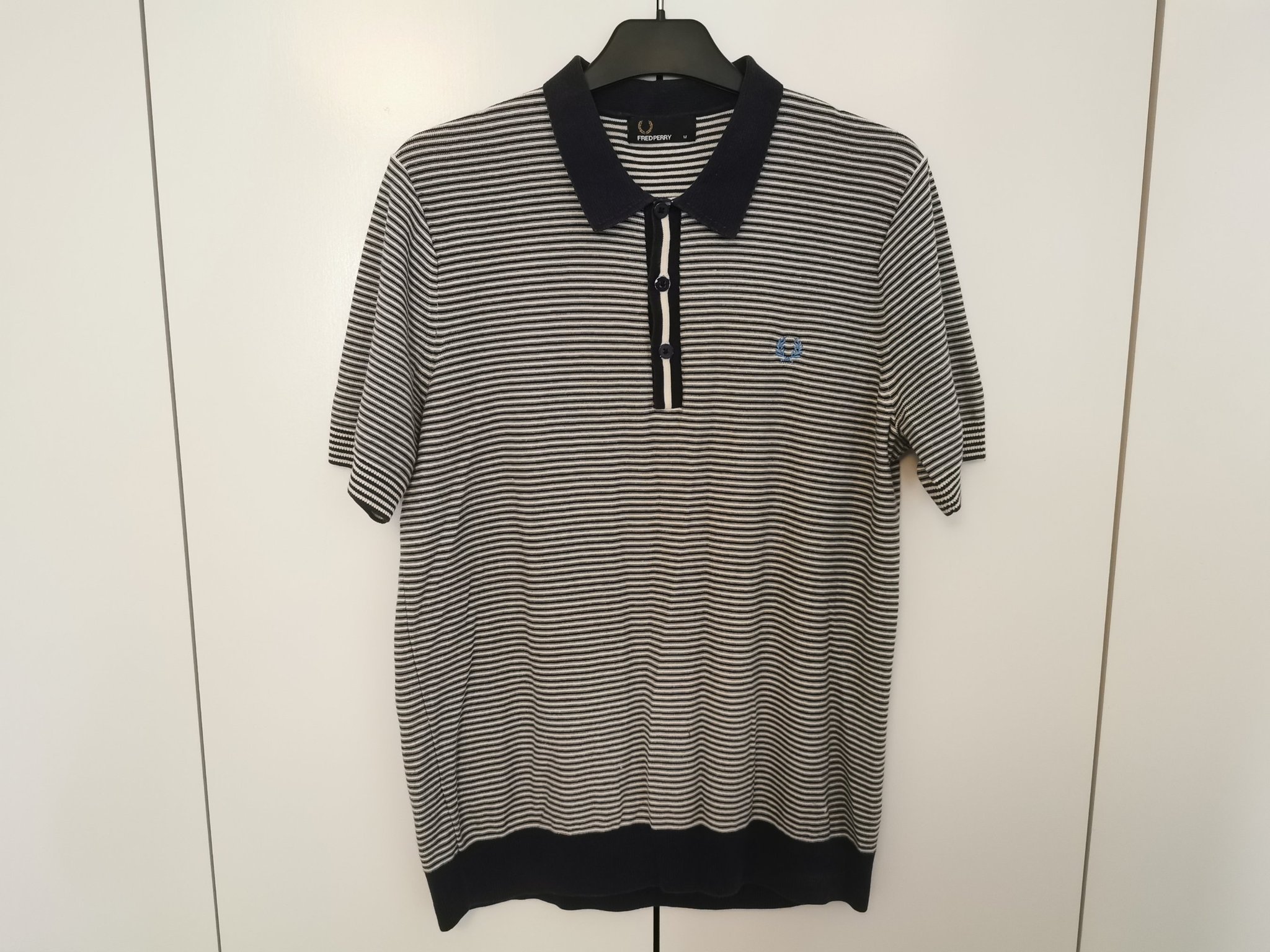 Fred Perry - Knitted Polo Shirt - Blue / White .. | Köp på Tradera ...