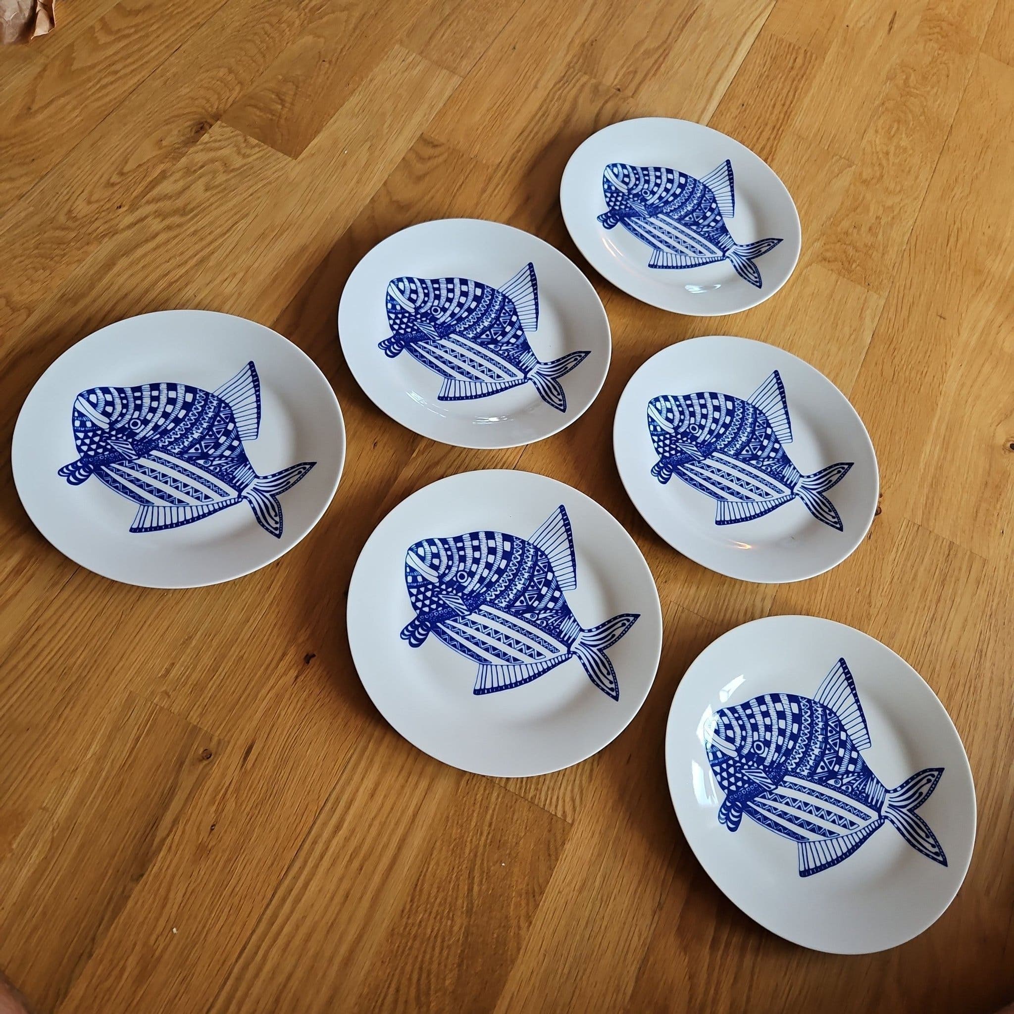 Dansk design 6 st Tiger tallrikar med fiskmotiv | Köp på Tradera ...