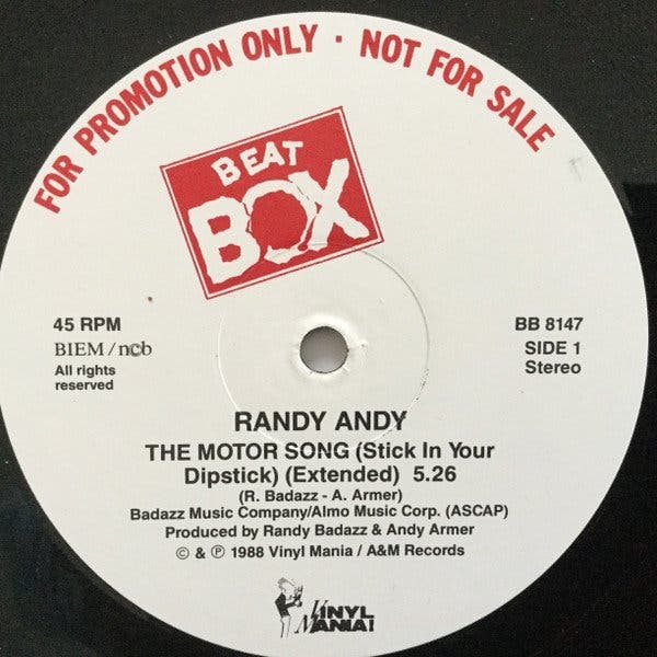 Randy Andy – The motor song (Beat Box promo 12”) | Köp på Tradera ...