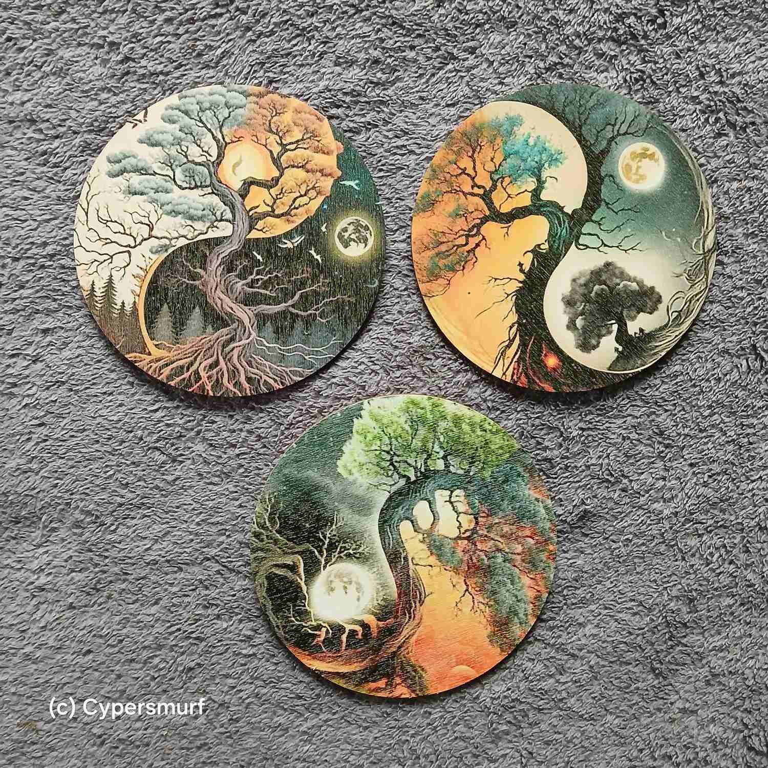 Se produkter som liknar Glasunderlägg | 3 st | Ying &.. på Tradera (696587445)