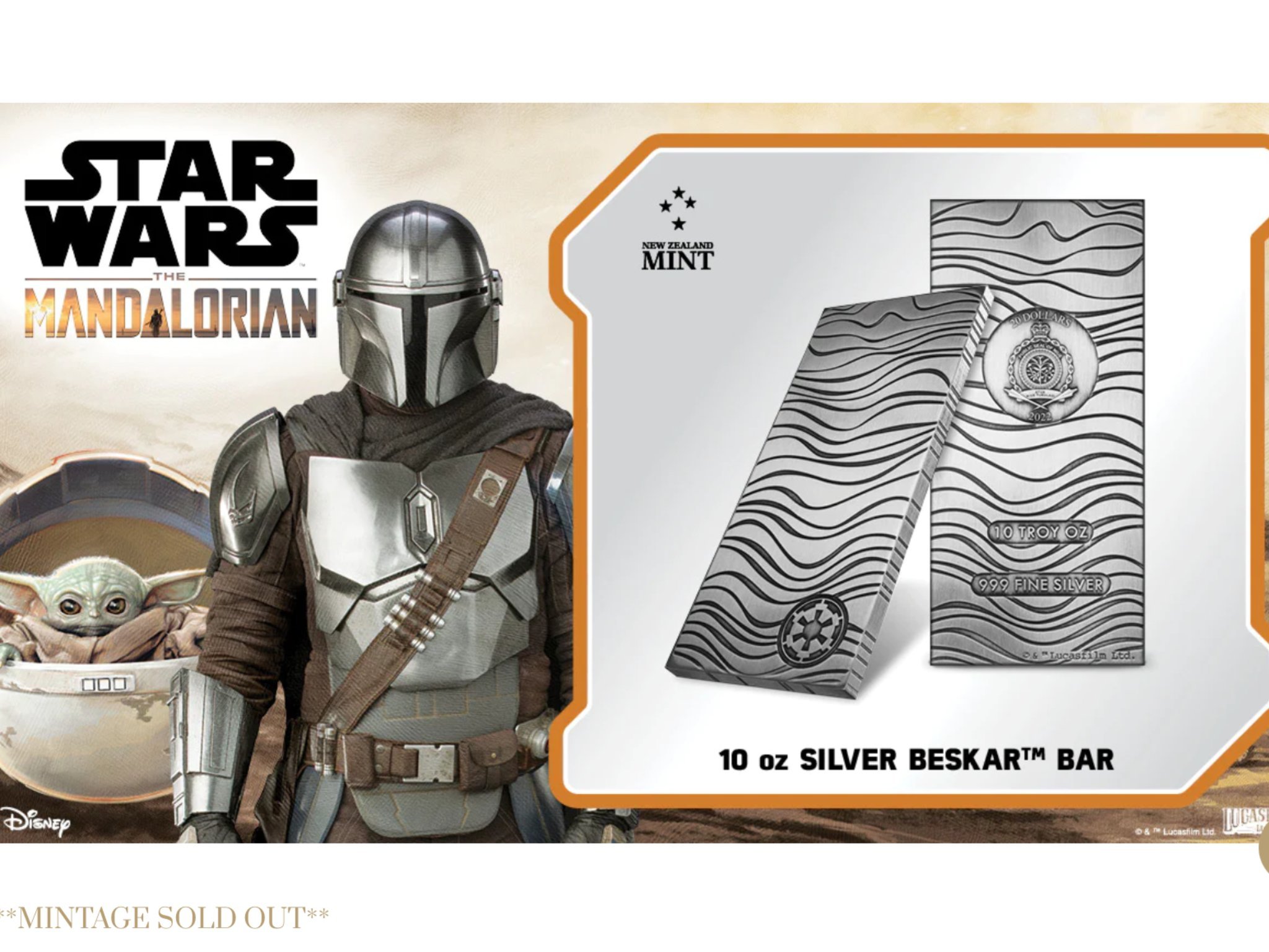 STAR WARS MANDALORIAN BESKAR BAR 10 OZ SILVER 2.. | Köp på Tradera ...