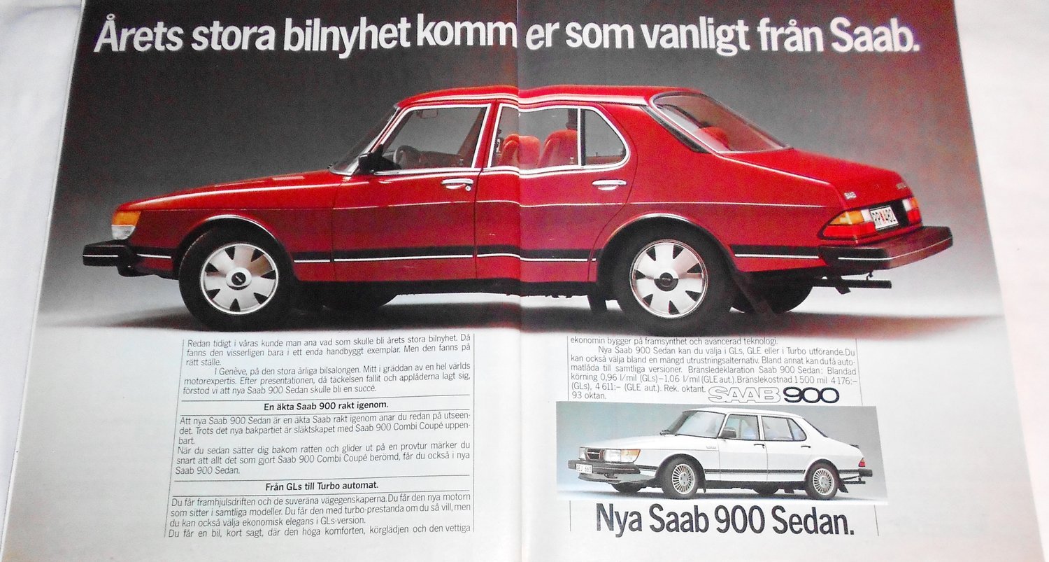 SAAB 900 SEDAN - ÅRETS STORA BILNYHET, REKLAM S.. | Köp på Tradera ...
