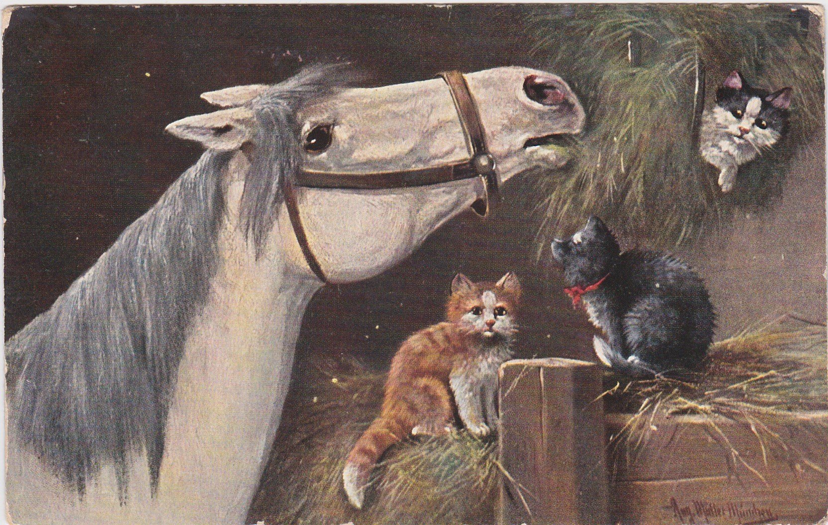 Se produkter som liknar Hvit hest spiser høy og har b.. på Tradera ...