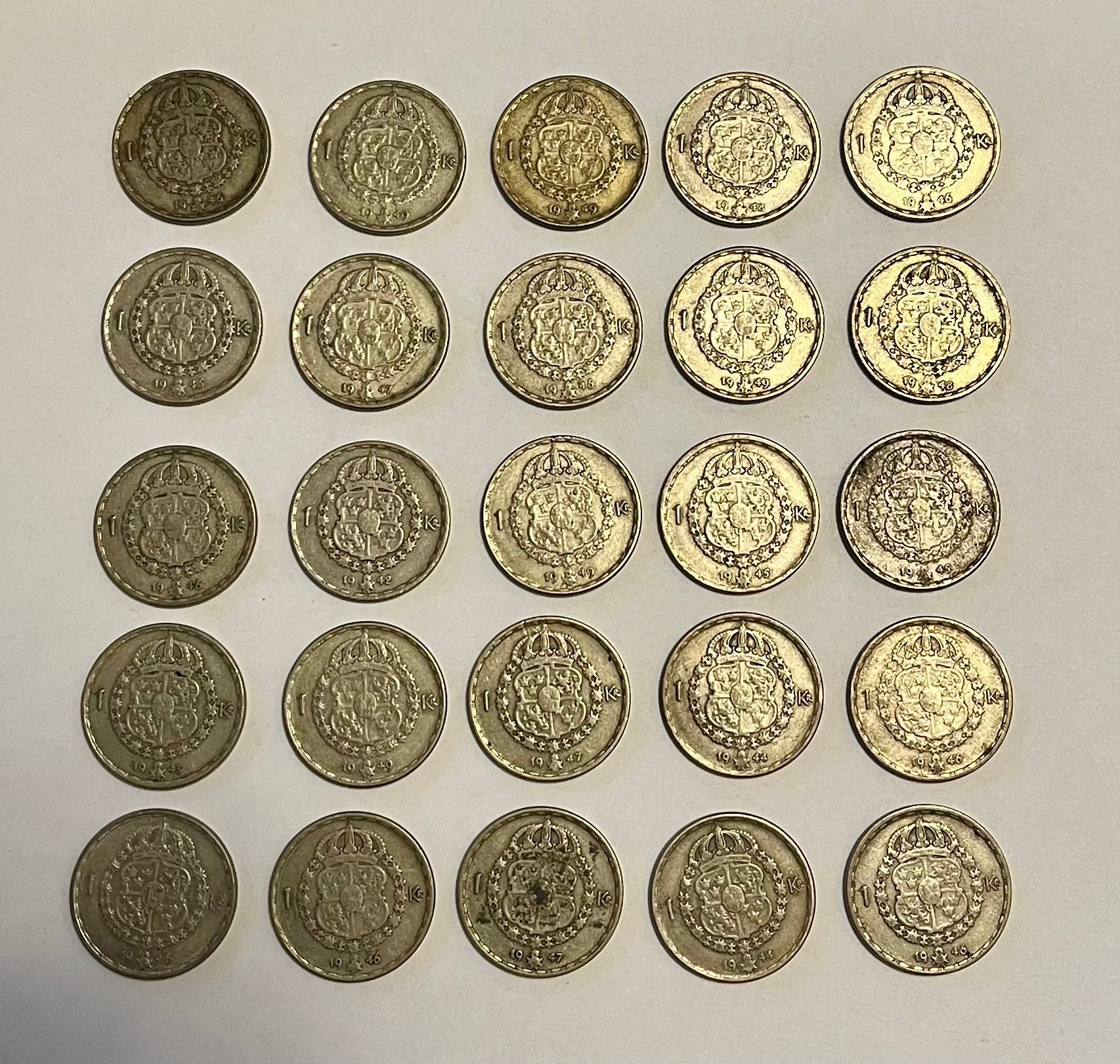 Gustaf V 25 st. 1-kr. 40/100 silver | Köp på Tradera (713111801)