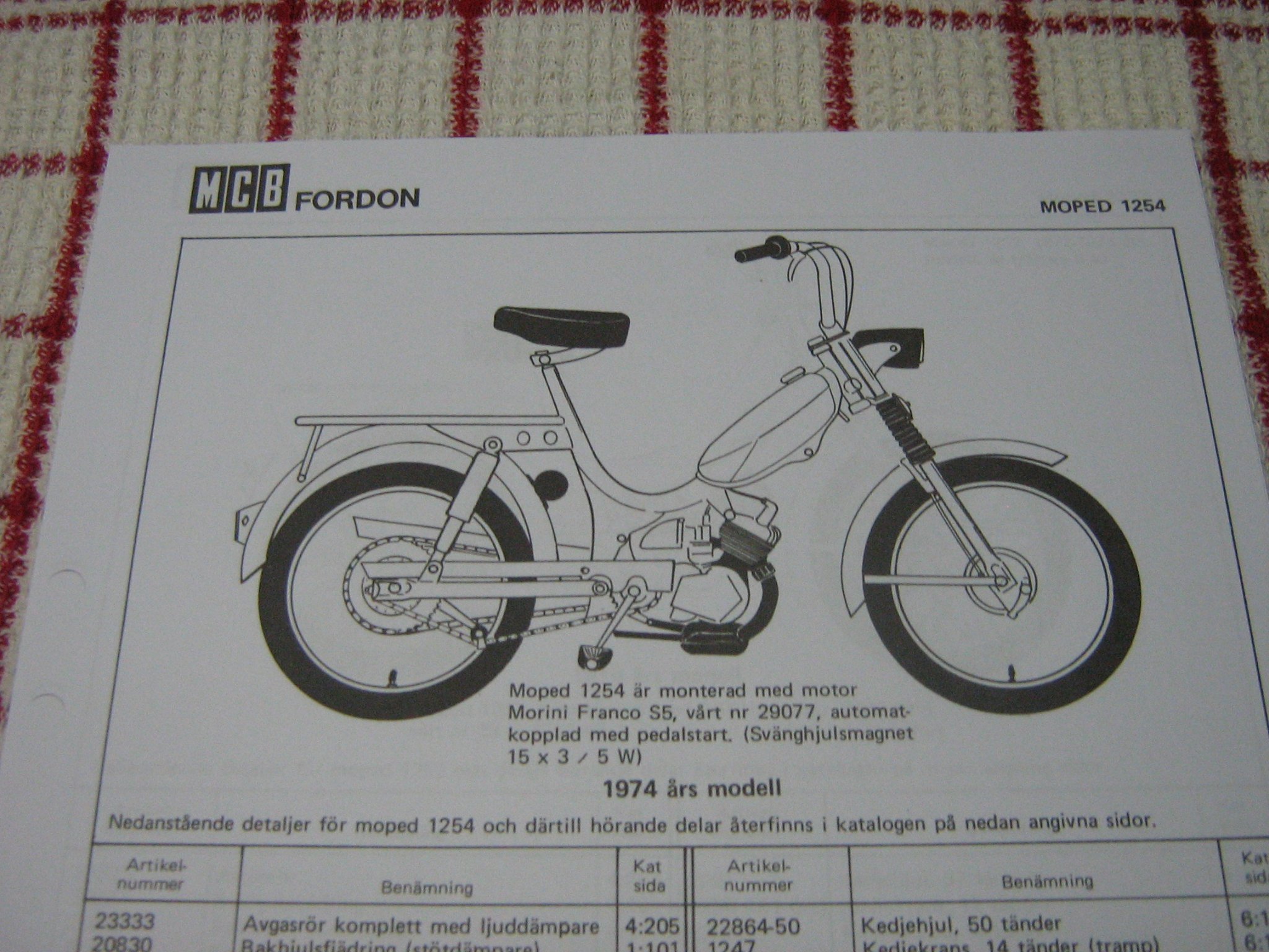 MCB 1254 Crescent Monark Faktablad reservdelar .. | Köp på Tradera ...