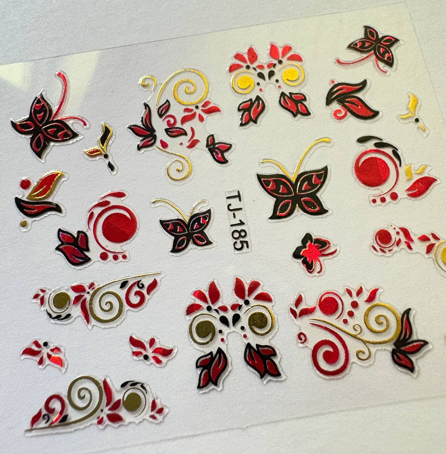 Nail art stickers röd guld metallic symboler fj.. | Köp på Tradera ...