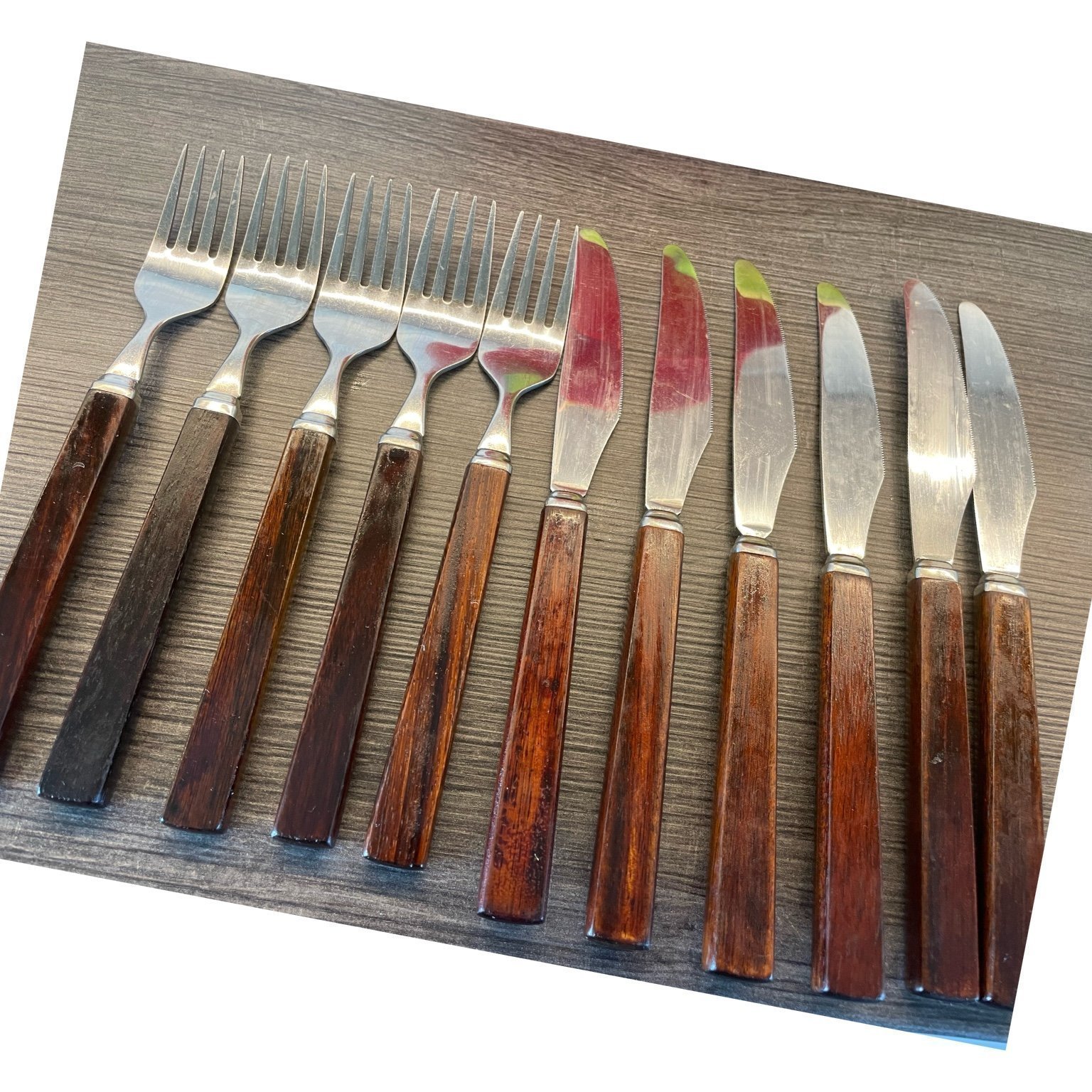 Retro teak bestick 11 delar begagnat skick | Köp på Tradera (633718208)