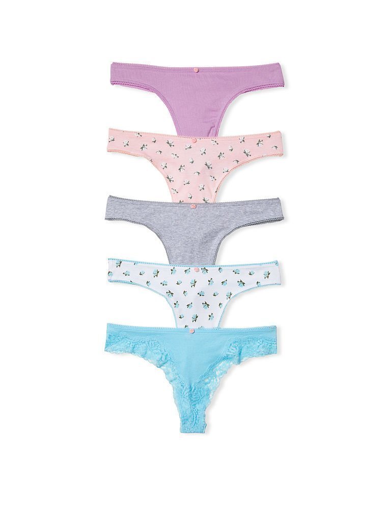 Victorias Secret: 5-Pack Cotton Thong Panties - M | Köp på Tradera ...