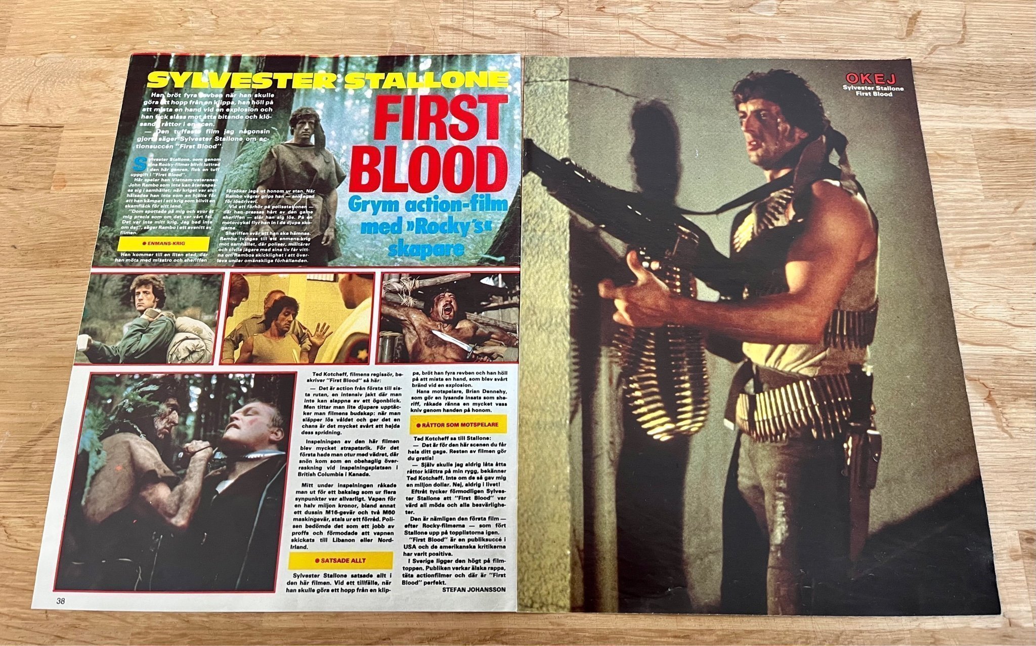 First Blood Rambo Stallone 1982 reportage poste.. | Köp på Tradera ...