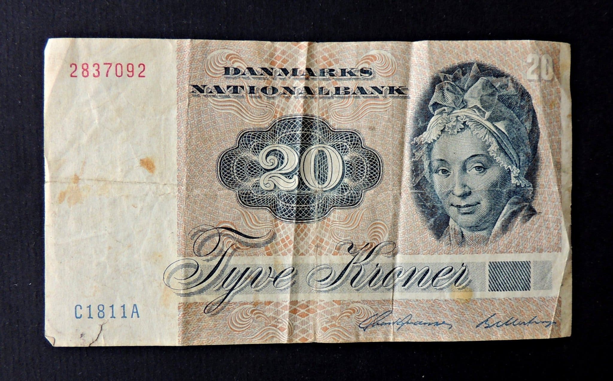 Sedel 20 kroner 1981 - Danmark. Litet riss nert.. | Köp på Tradera ...