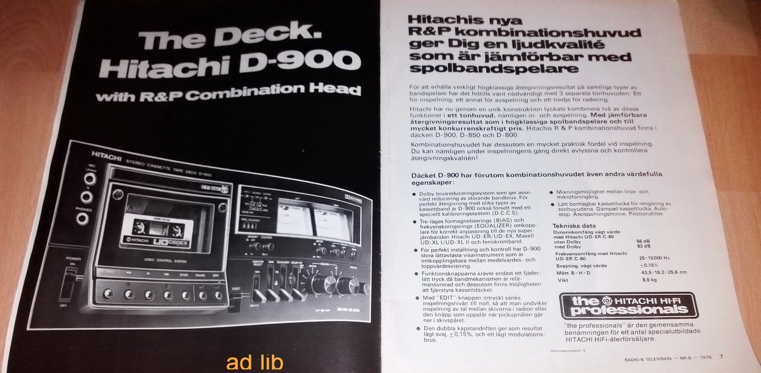 HITACHI - HITACHIS NYA KASSETTDÄCK D-900, STOR .. | Köp på Tradera ...