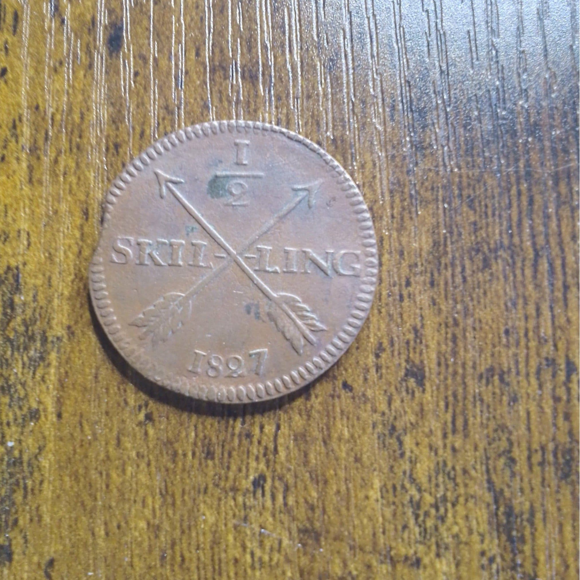 1/2 Skilling 1827,M.bind,u.p. | Köp på Tradera (690882945)