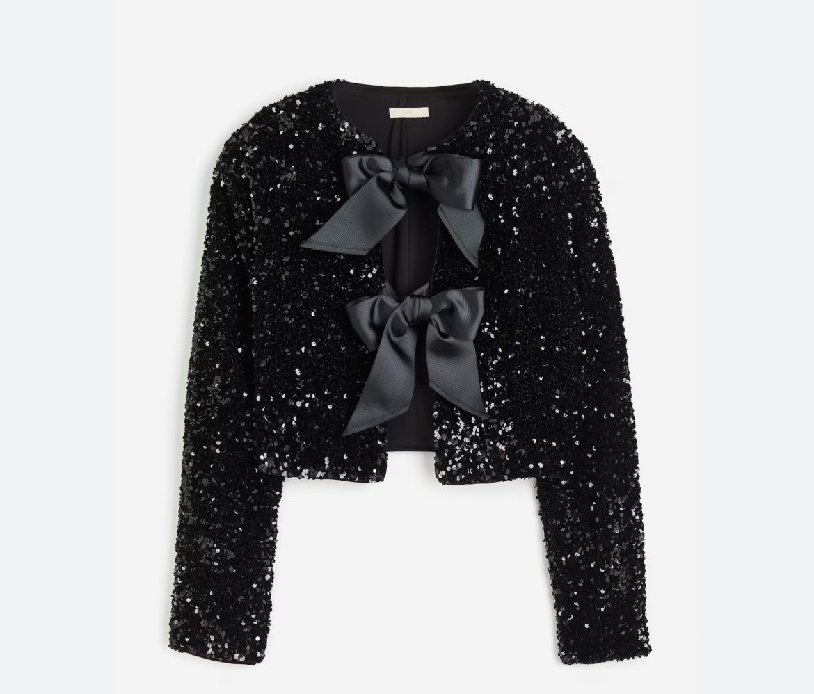 H&M Holiday Paljettjacka med rosetter Large | Köp på Tradera (708530319)