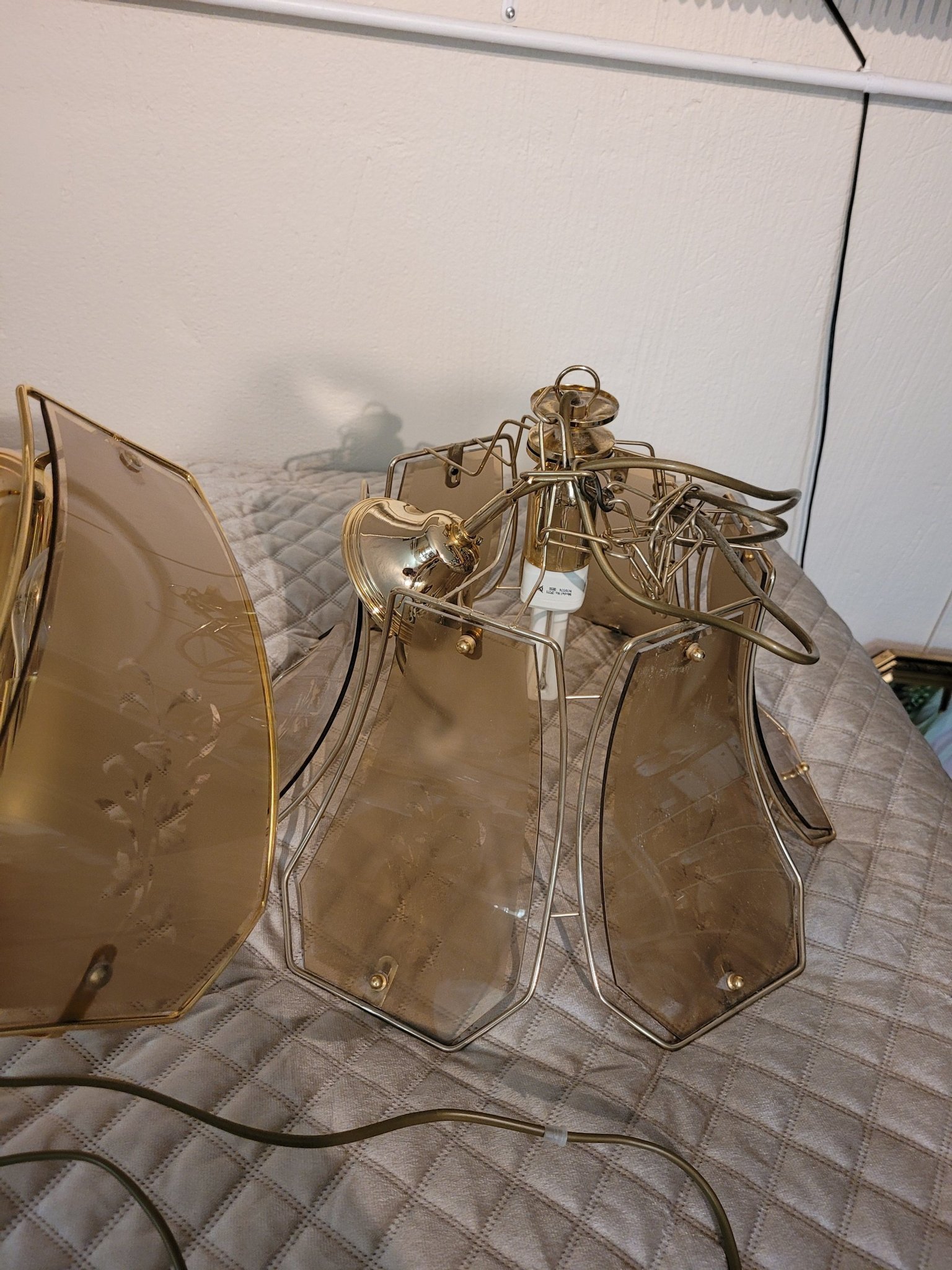 Taklampa och vägglampa i mässing med glas | Köp på Tradera (705599954)