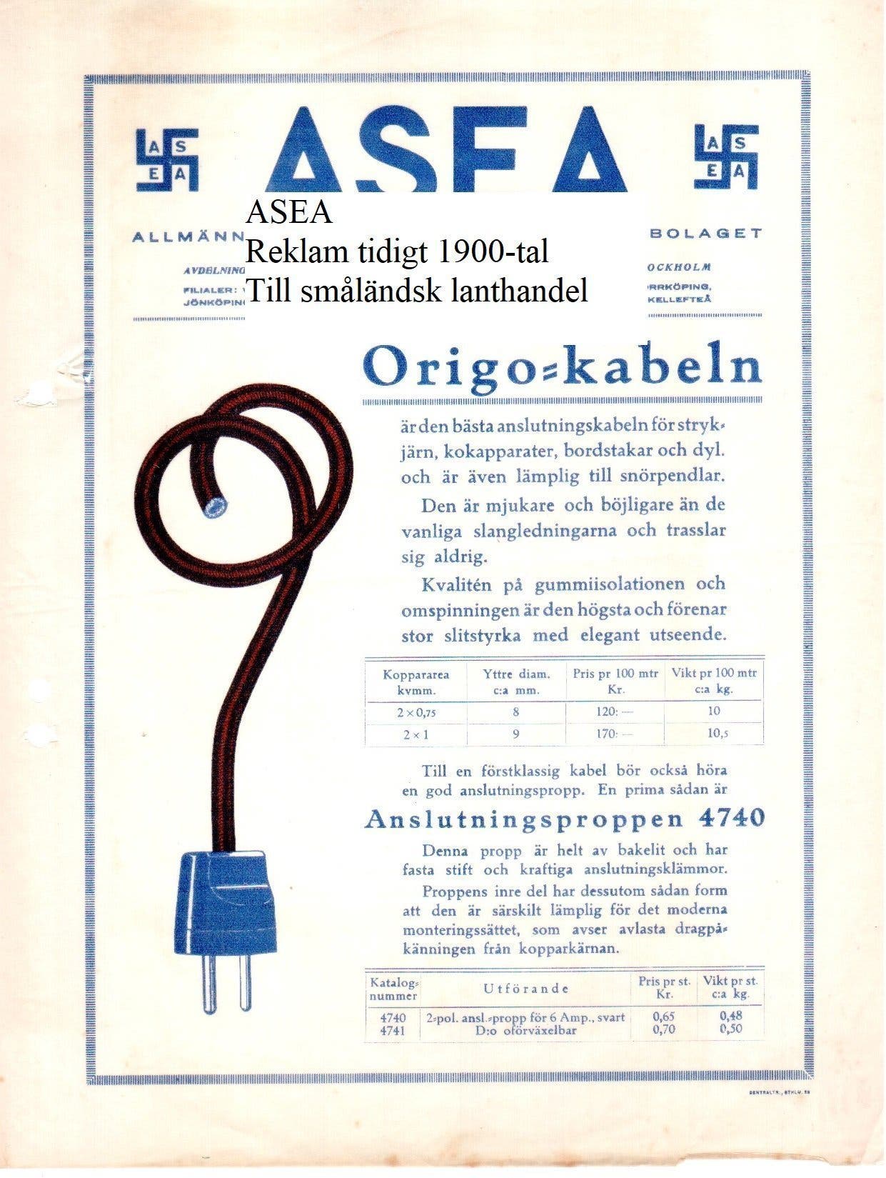 ASEA Reklamblad t handlare från 1920-talet Orig.. | Köp på Tradera ...