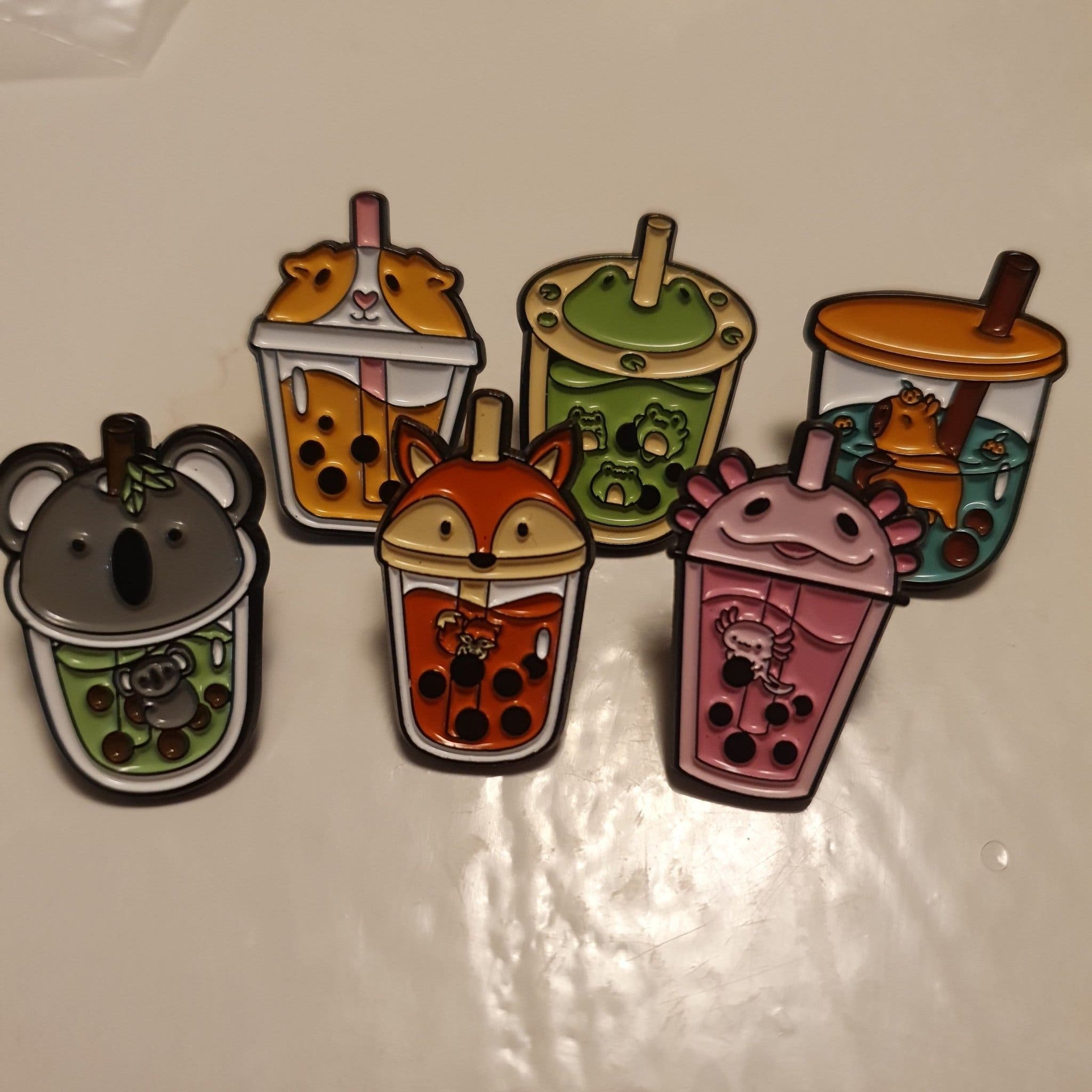 6 st Emalj Pins - Bubble Tea Djur | Köp på Tradera (710602487)