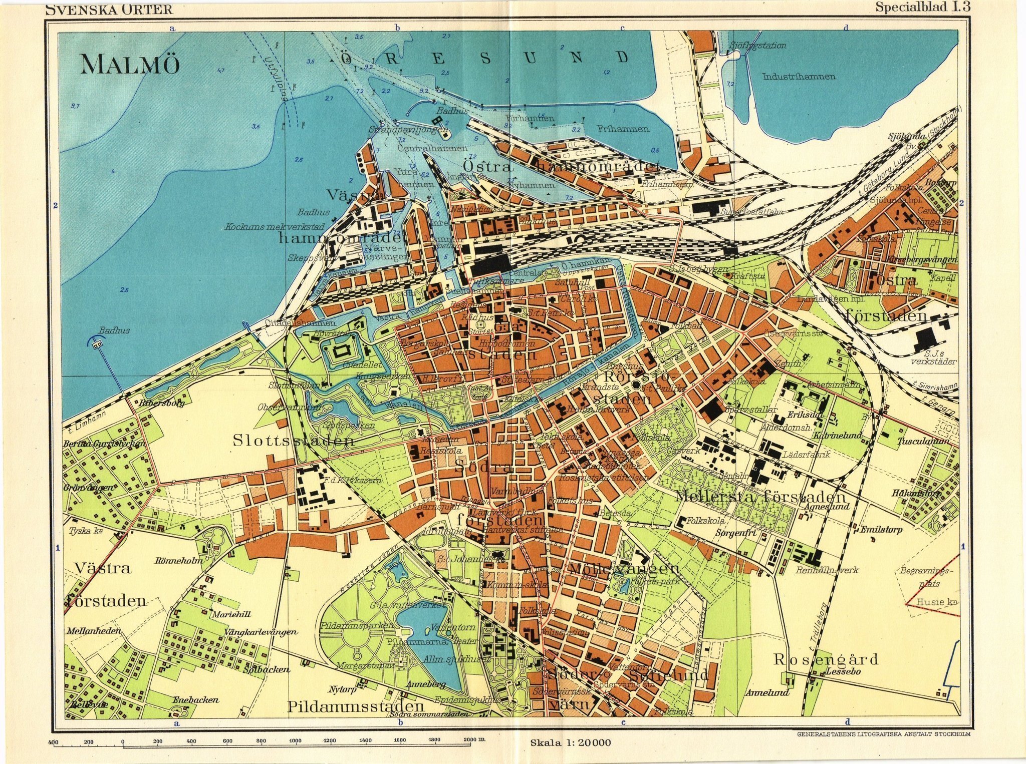 MALMÖ STAD KARTA 1932 av GENERALSTABENS LITOGRA.. | Köp på Tradera ...