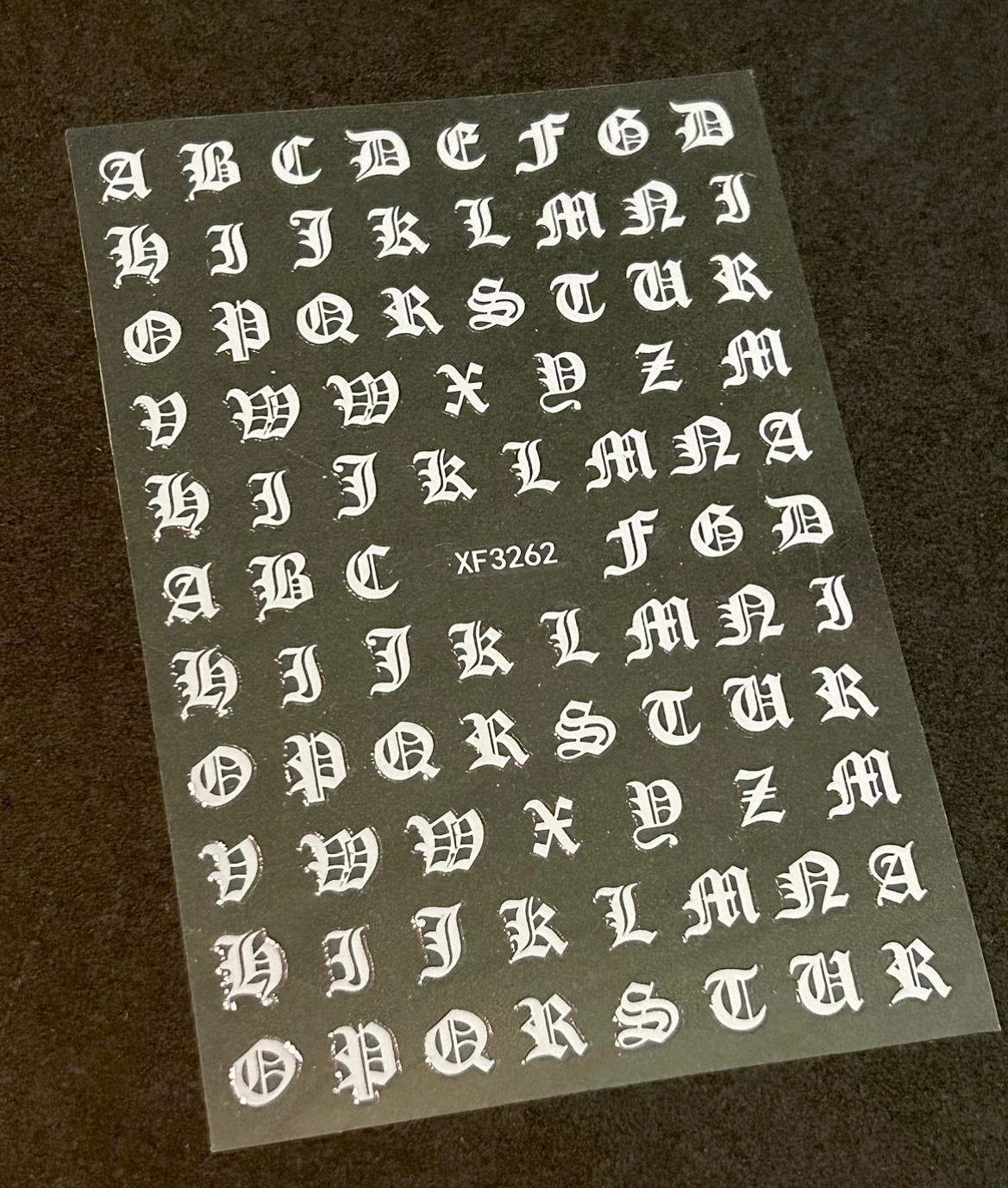 Ark Nail Art Stickers Old English bokstäver vit.. | Köp på Tradera ...