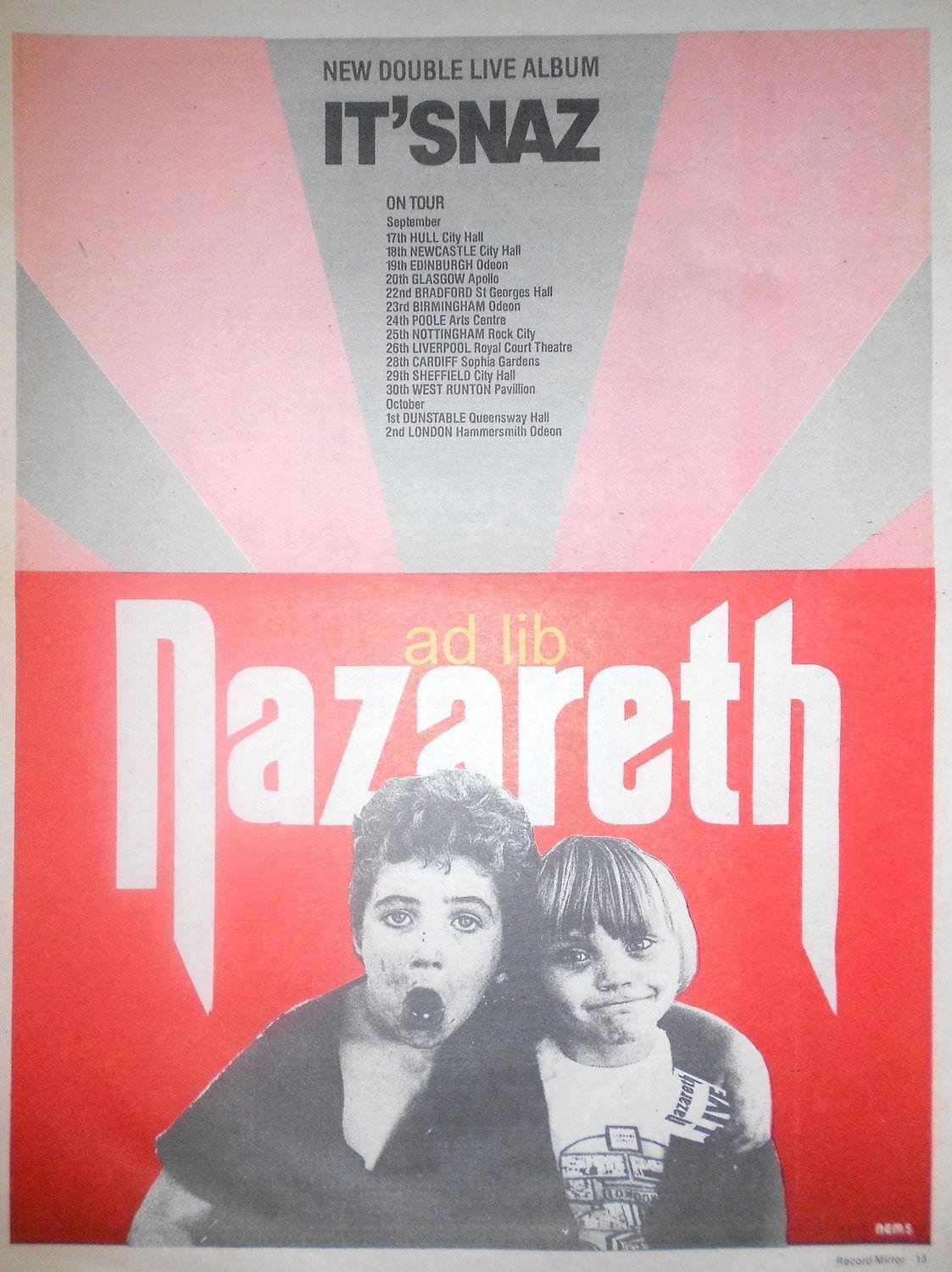 NAZARETH - IT'S NAZ ALBUM, UK TOUR, REKLAM STOR.. | Köp på Tradera ...