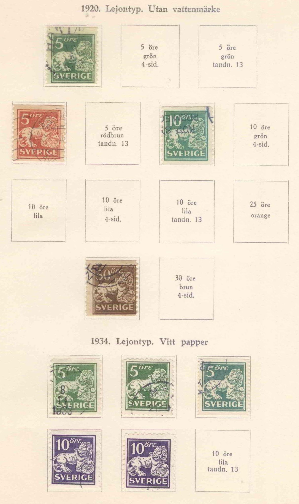 Lejontyp utan vattenmärke 1920 / lejon typ vitt.. | Köp på Tradera ...