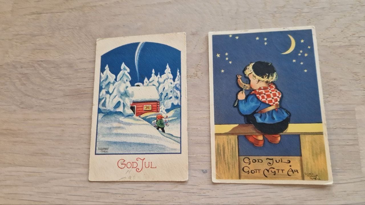 Se produkter som liknar 2 Äldre Julkort signerade Sig.. på Tradera ...
