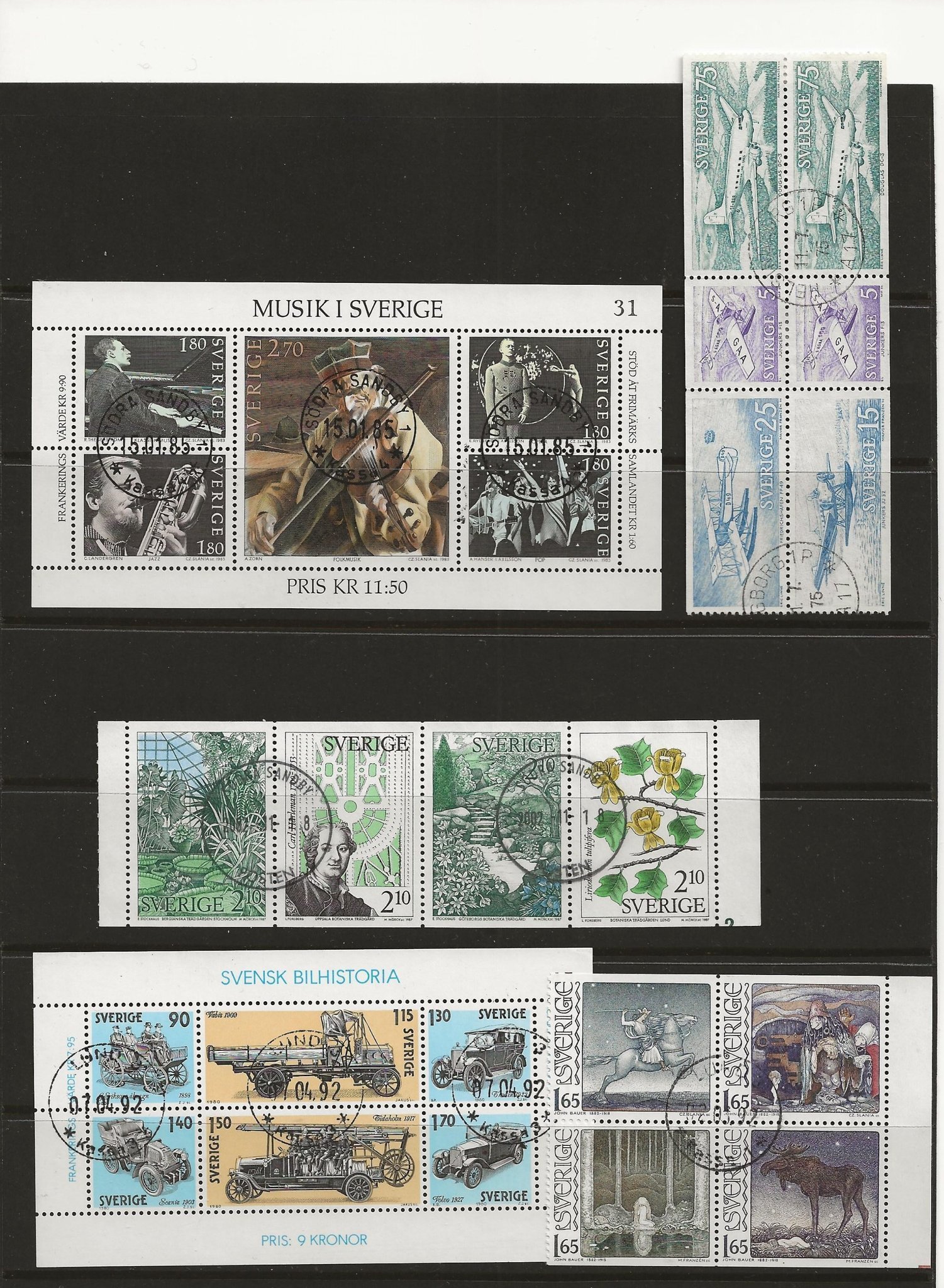 Sverige, 5 stämplade frimärksblock från häften,.. | Köp på Tradera ...