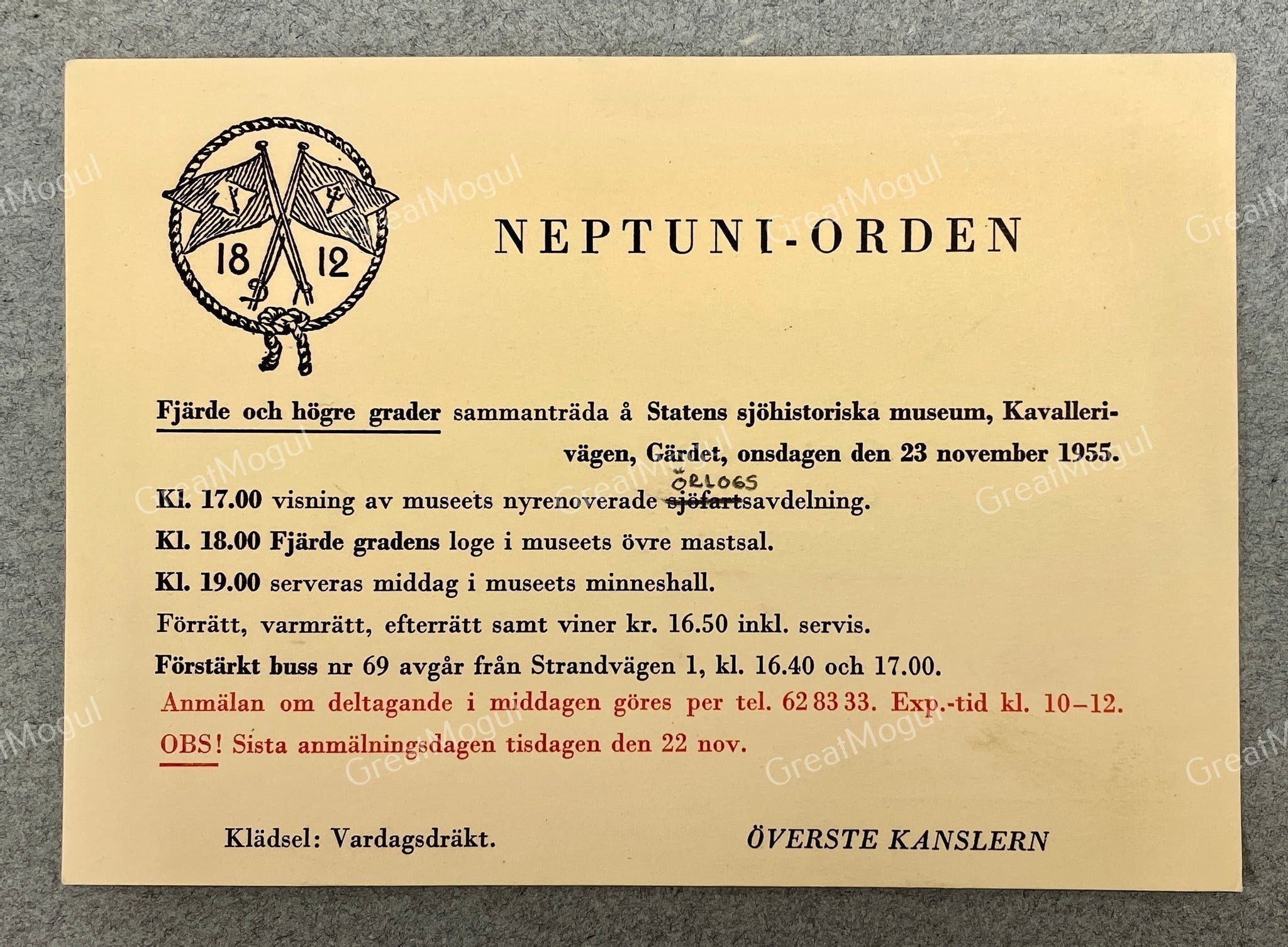 Se produkter som liknar Inbjudan av Neptuni-Orden att.. på Tradera ...